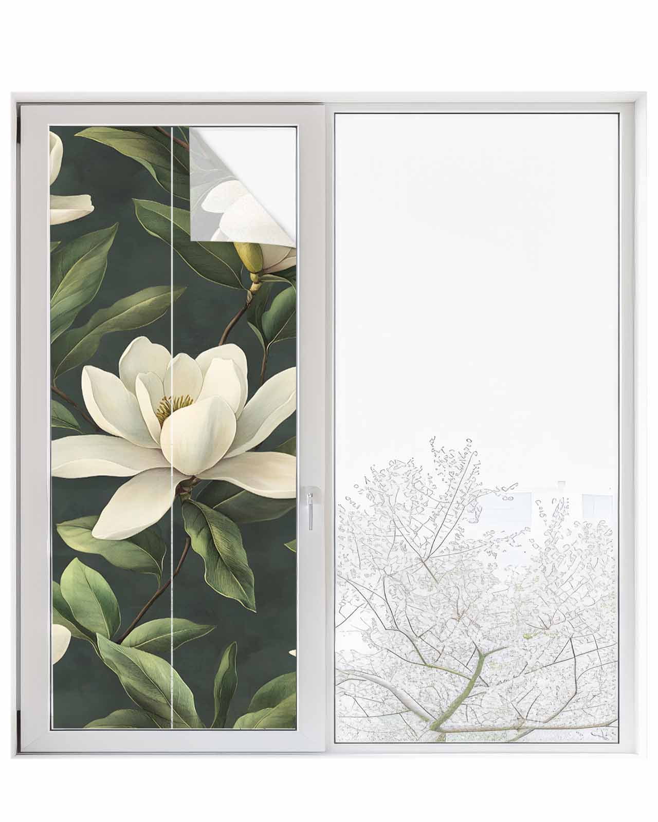 Window Privacy Film Flower Plant Stained Glass Window Film Decorative ...