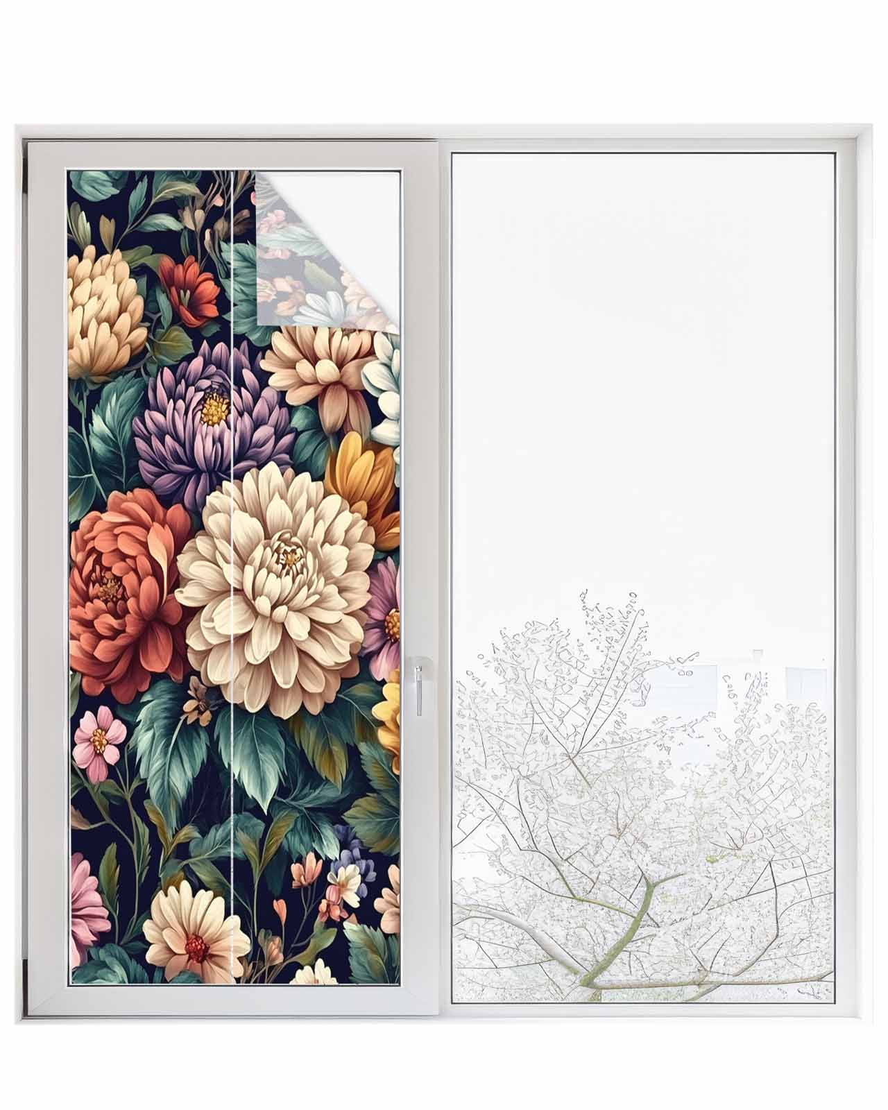 Window Privacy Film Flower Stained Glass Window Film Decorative Sun ...