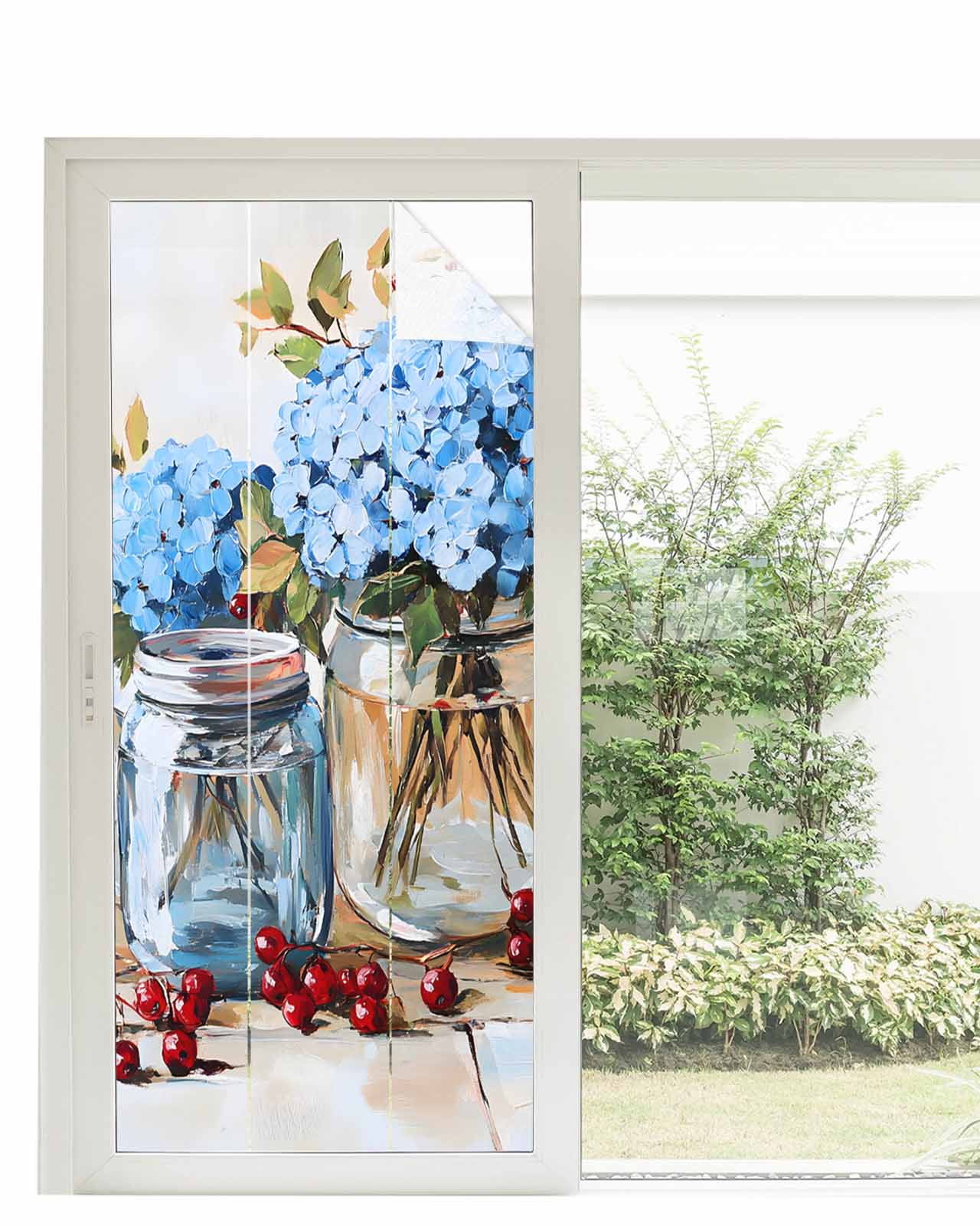 Window Privacy Film Flowers Fruit Stained Glass Window Film Decorative ...