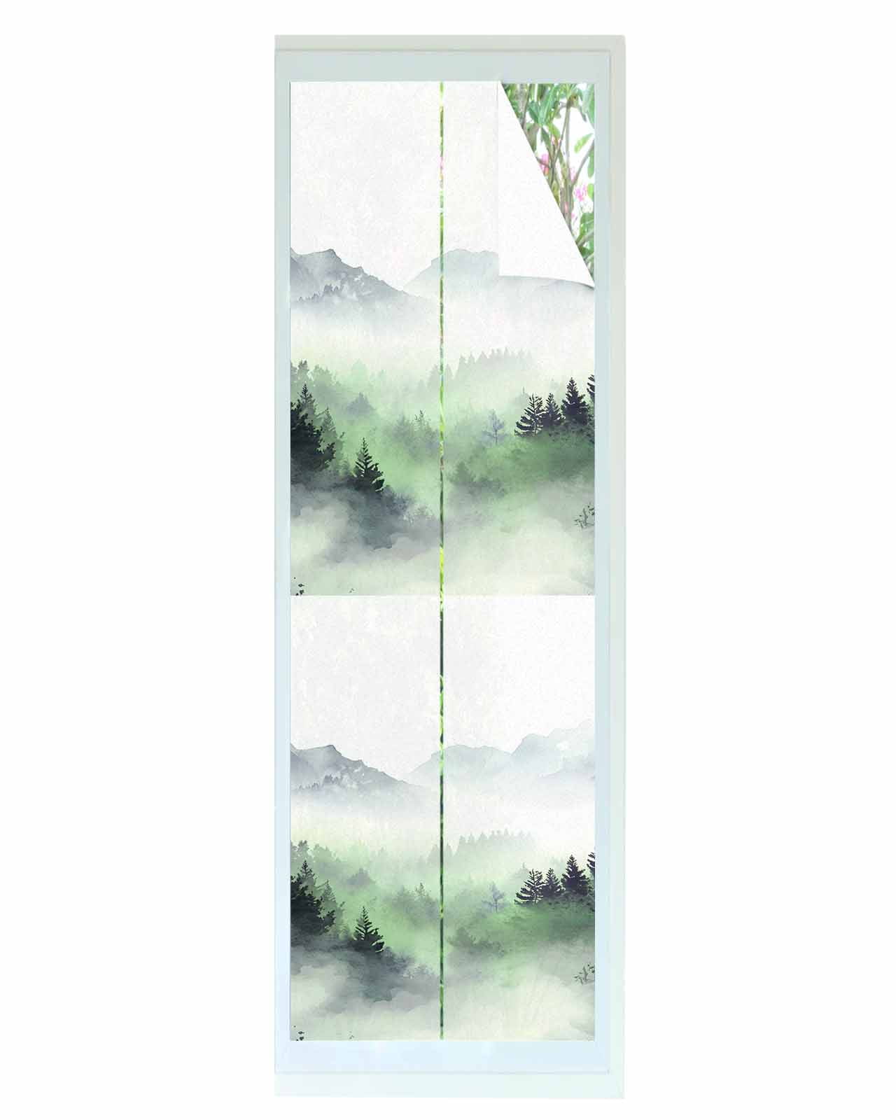 Window Privacy Film Foggy Forest Stained Glass Window Film Decorative ...