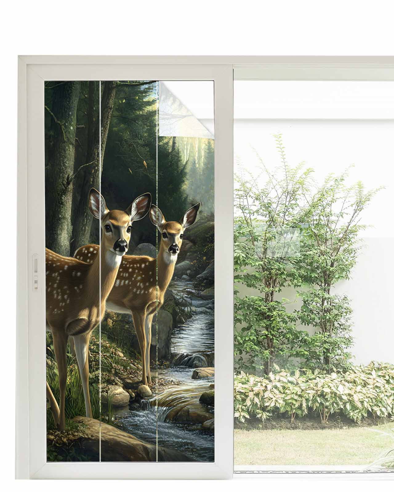 Window Privacy Film Forest Deer Stained Glass Window Film Decorative ...