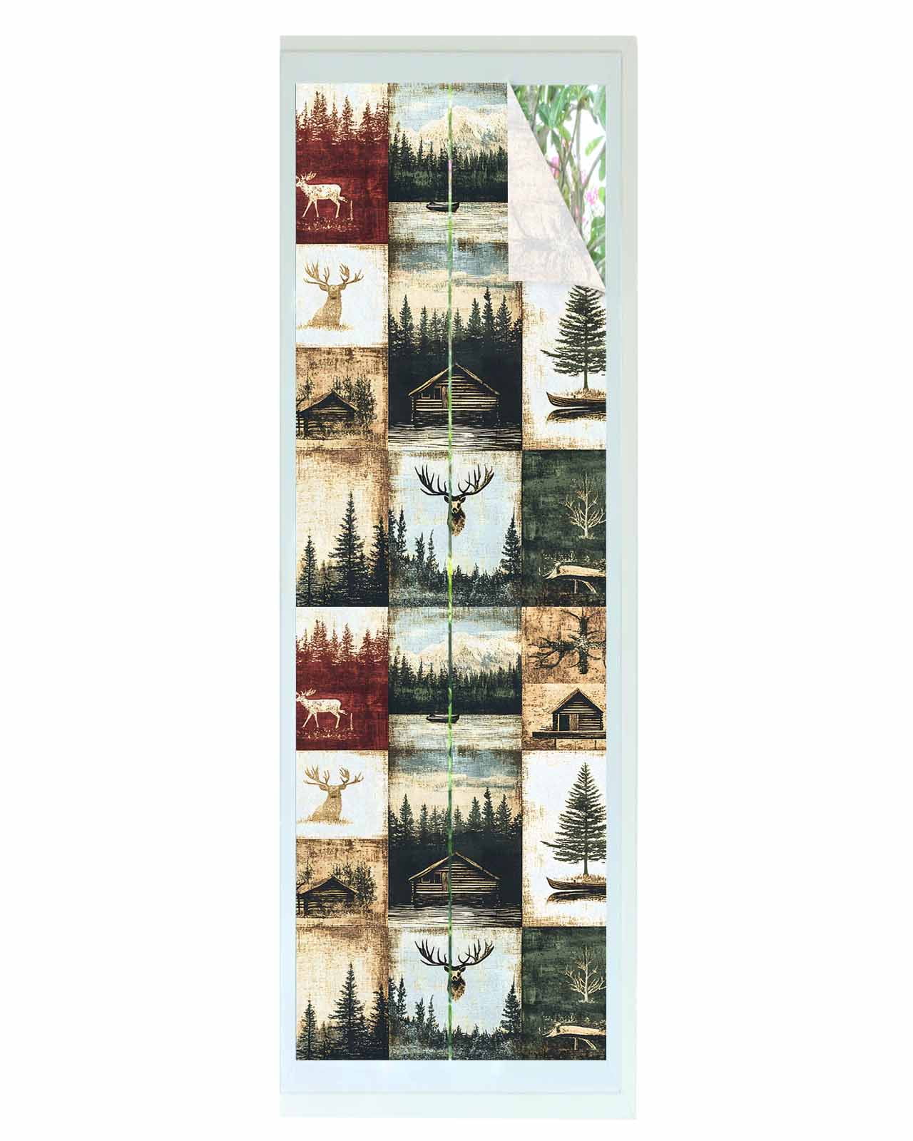 Window Privacy Film Forest Elk Stained Glass Window Film Decorative Sun ...