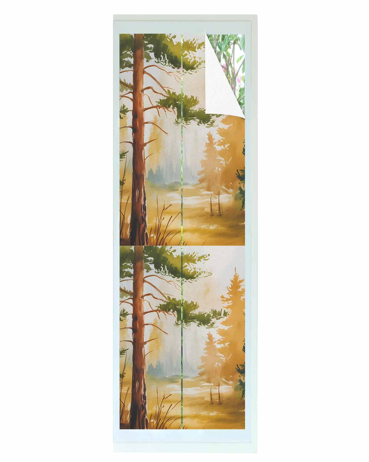 Window Privacy Film Forest Stained Glass Window Film Decorative Sun ...