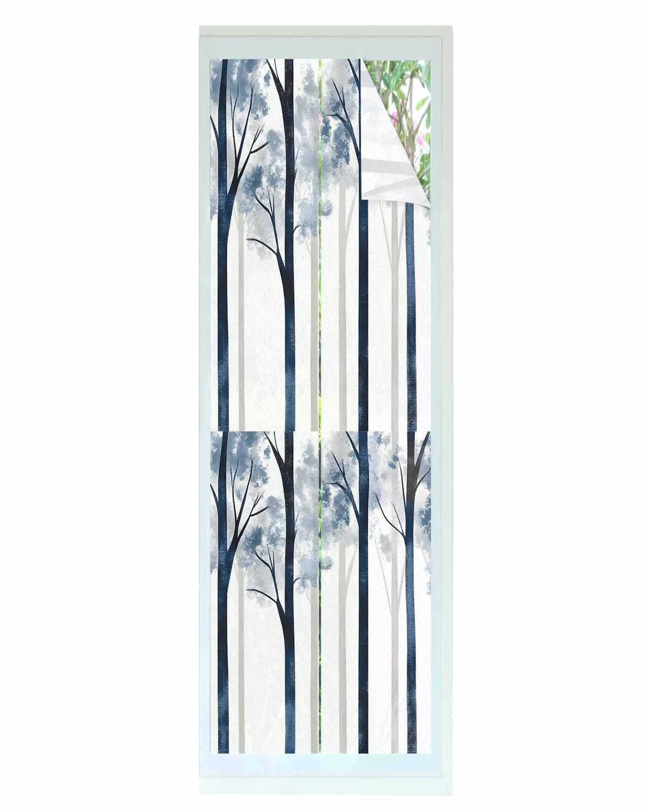 Window Privacy Film Forest Tree Stained Glass Window Film Decorative ...