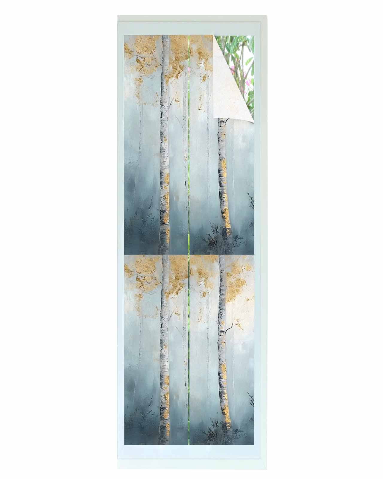 Window Privacy Film Forest Tree Stained Glass Window Film Decorative ...