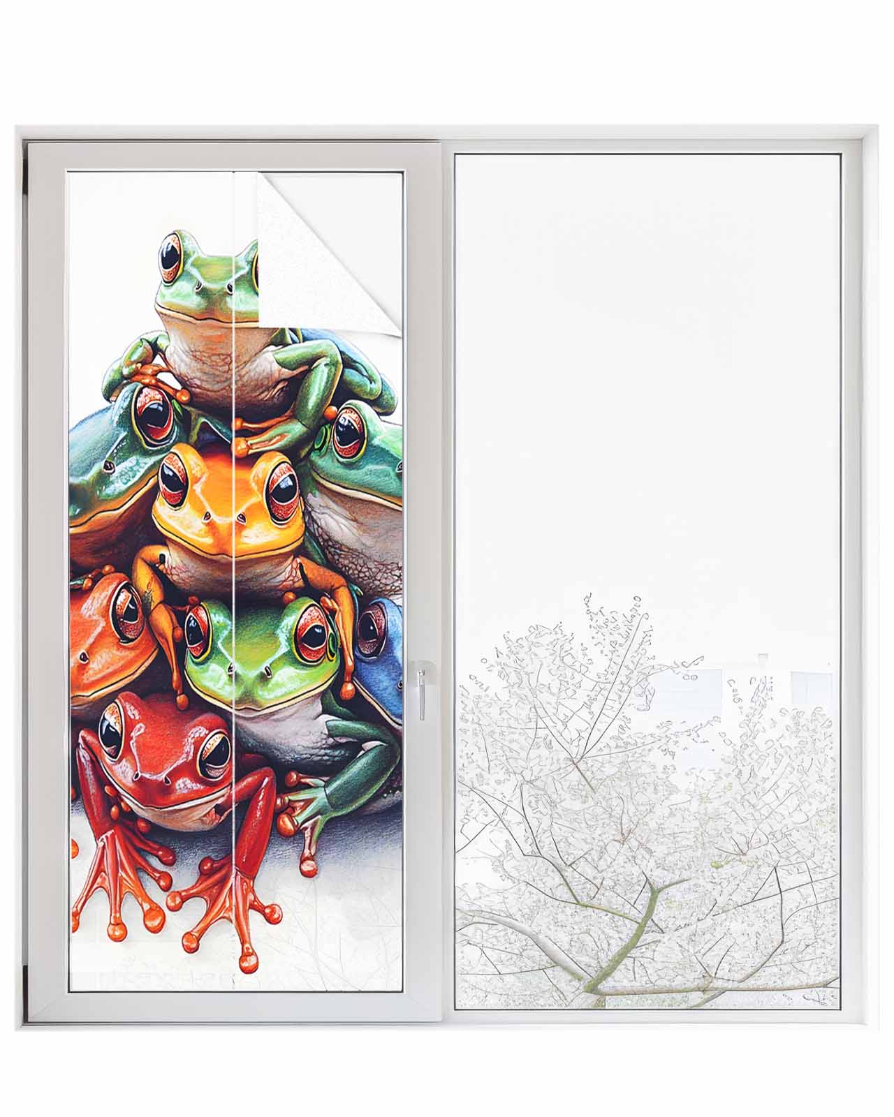 Window Privacy Film Frogs Prints Stained Glass Window Film Decorative ...