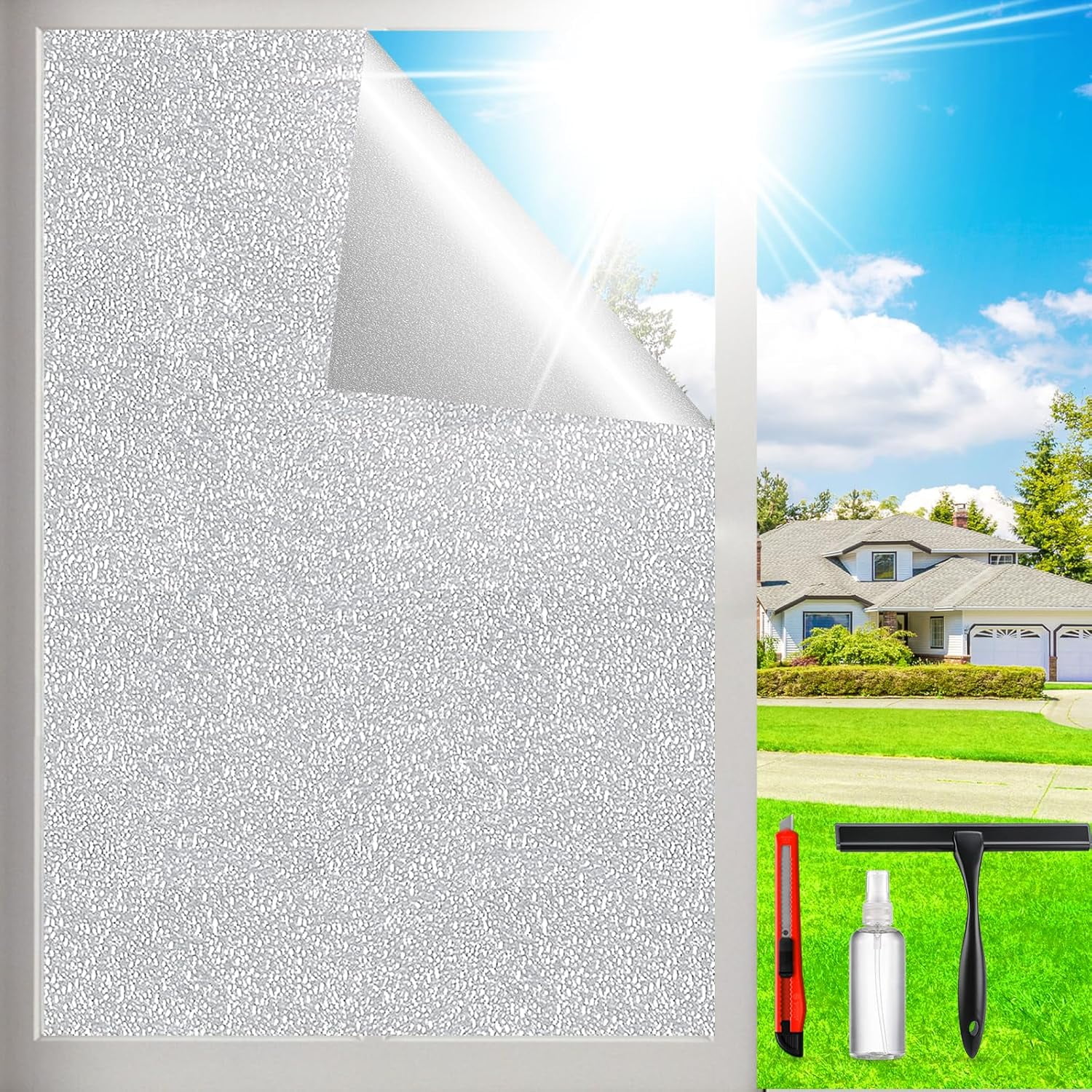 Window Privacy Film Frosted Glass Window Film Sun Blocking Window ...