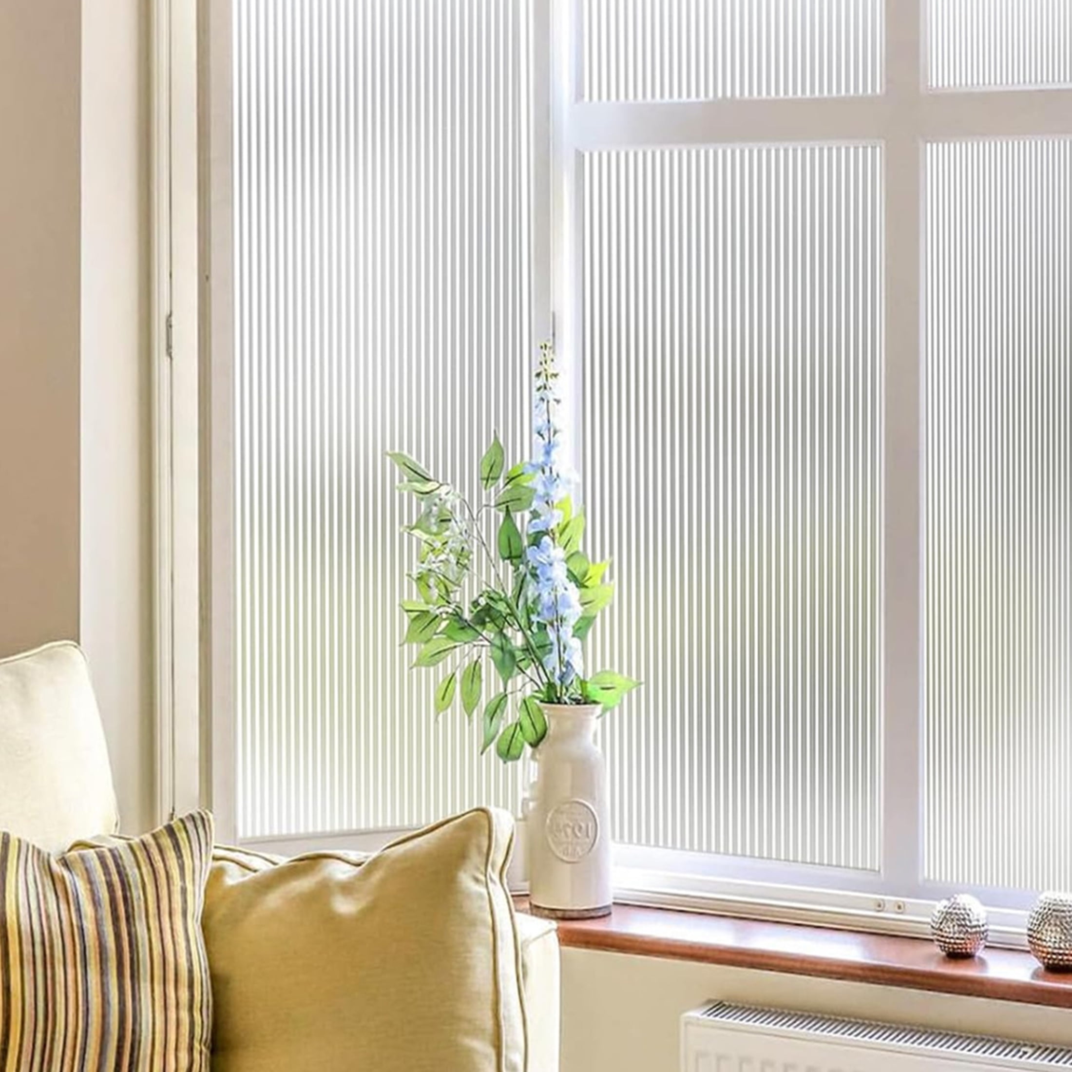 Window Privacy Film, Frosted Reeded Glass Cling, 3D Decorative ...