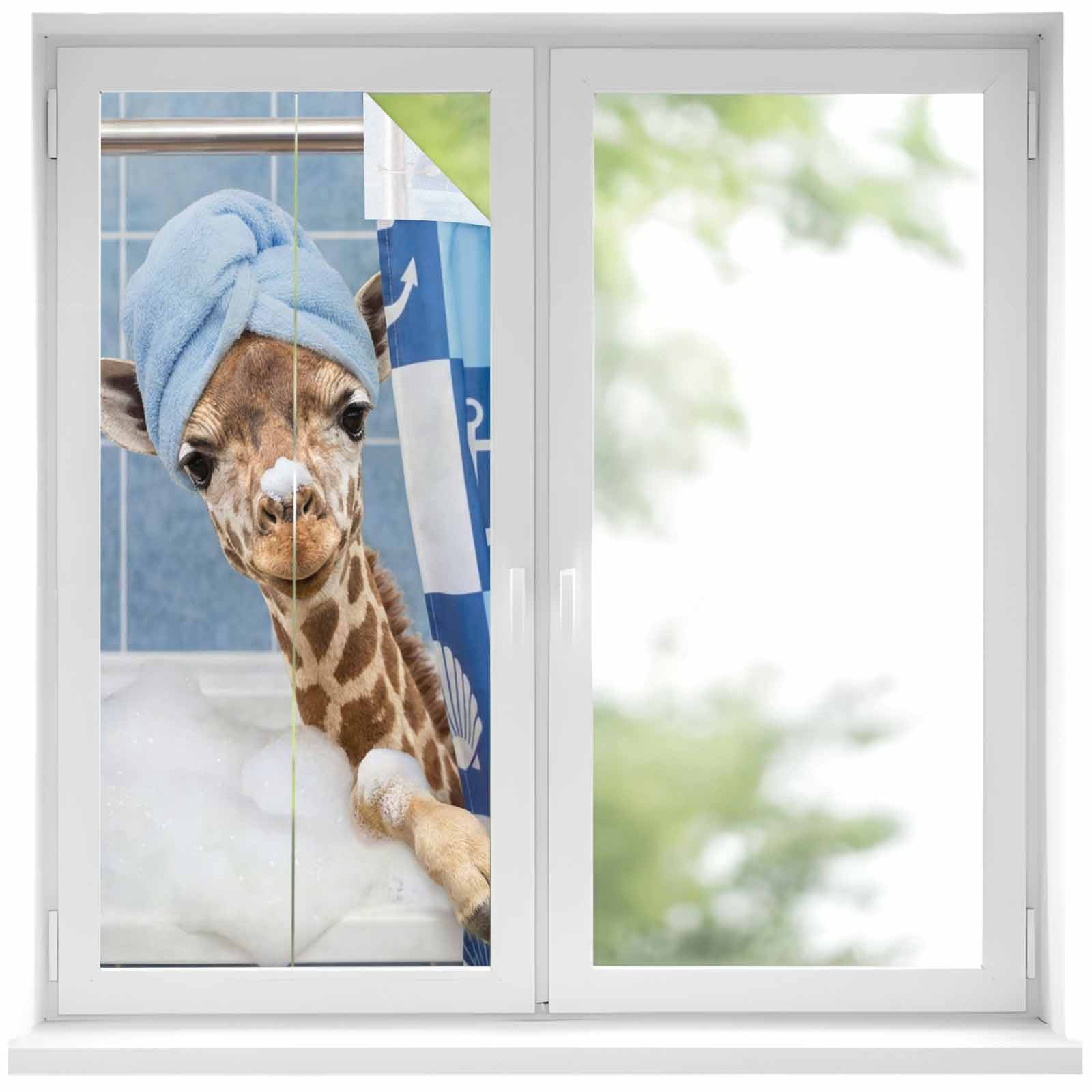 Window Privacy Film Funny Giraffe Stained Glass Window Film Decorative ...