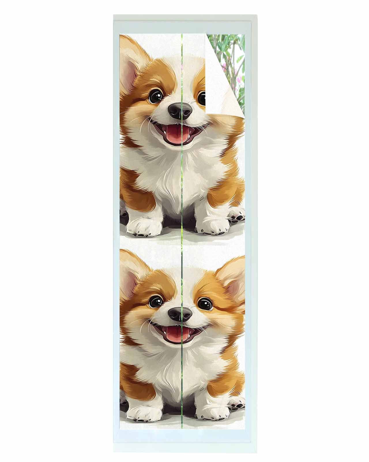 Window Privacy Film Funny Puppy Stained Glass Window Film Decorative ...