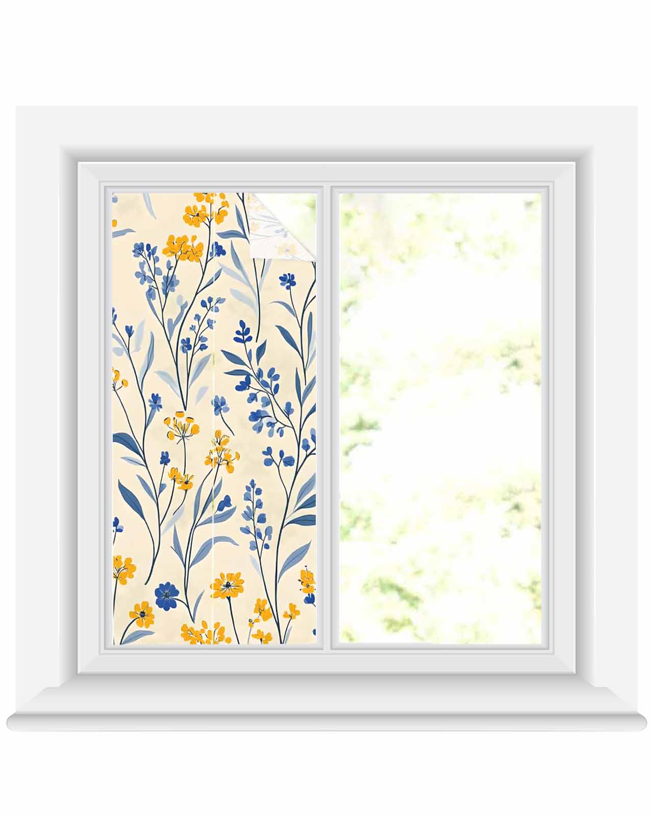 Window Privacy Film Garden Flora Illustrations Stained Glass Window ...