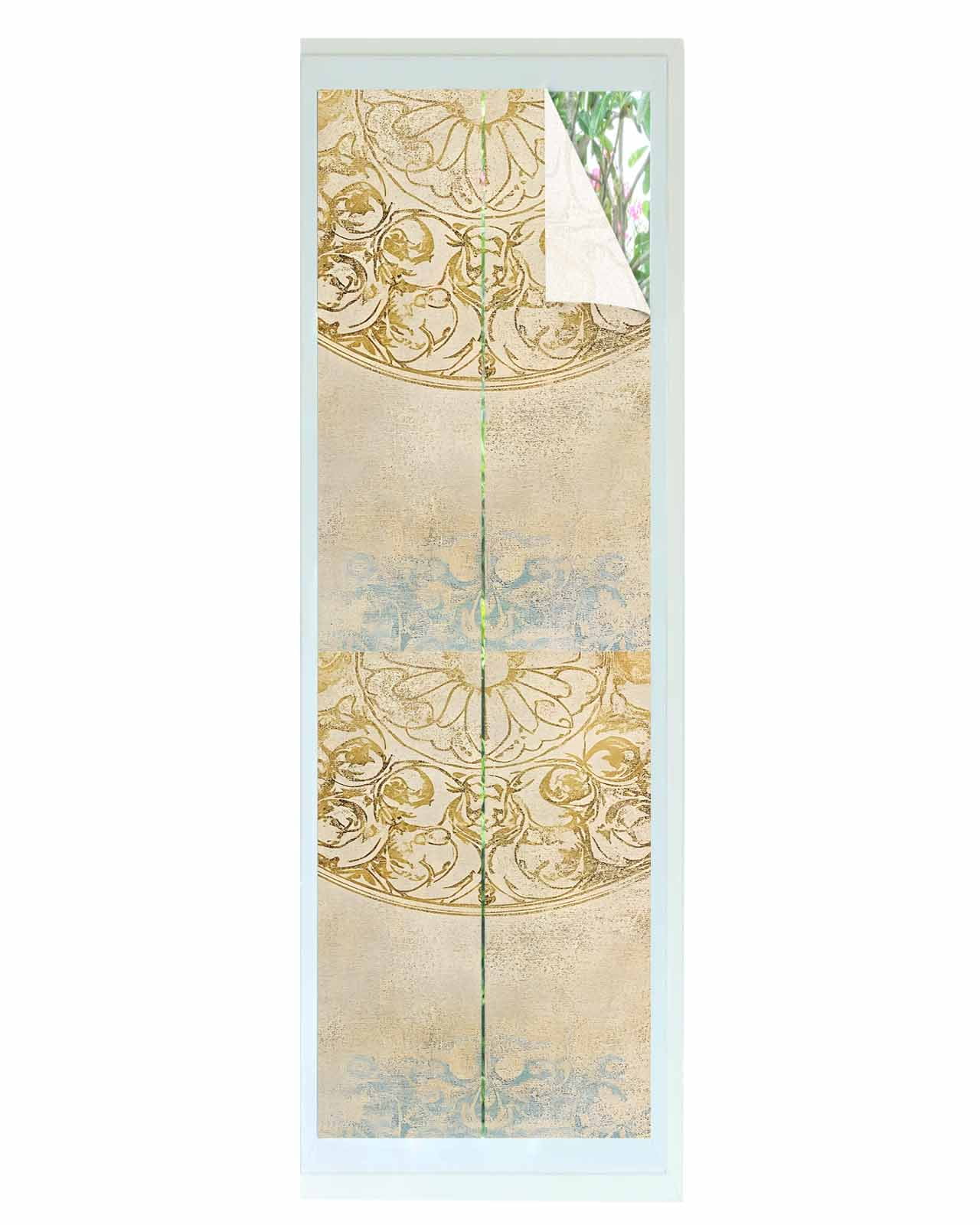 Window Privacy Film Golden Floral Stained Glass Window Film Decorative ...