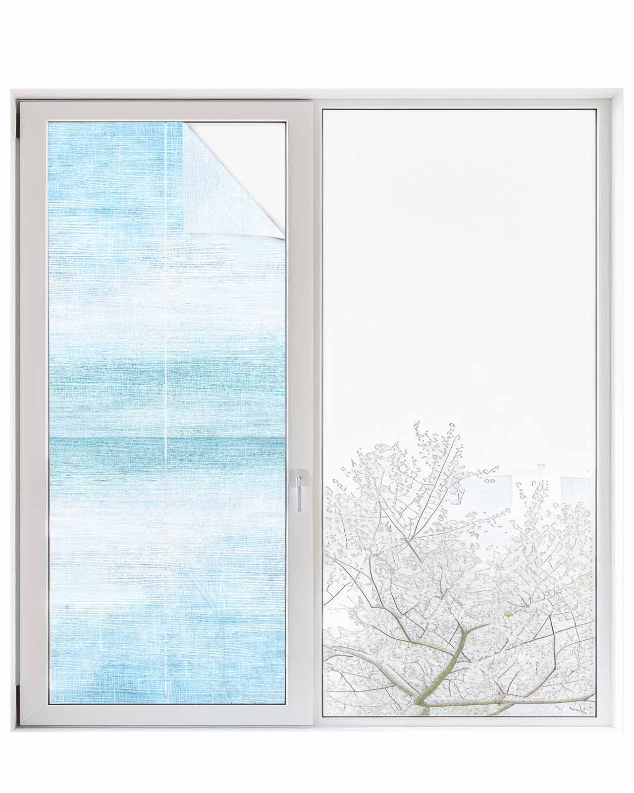 Window Privacy Film Gradient Aqua Blue Stained Glass Window Film ...