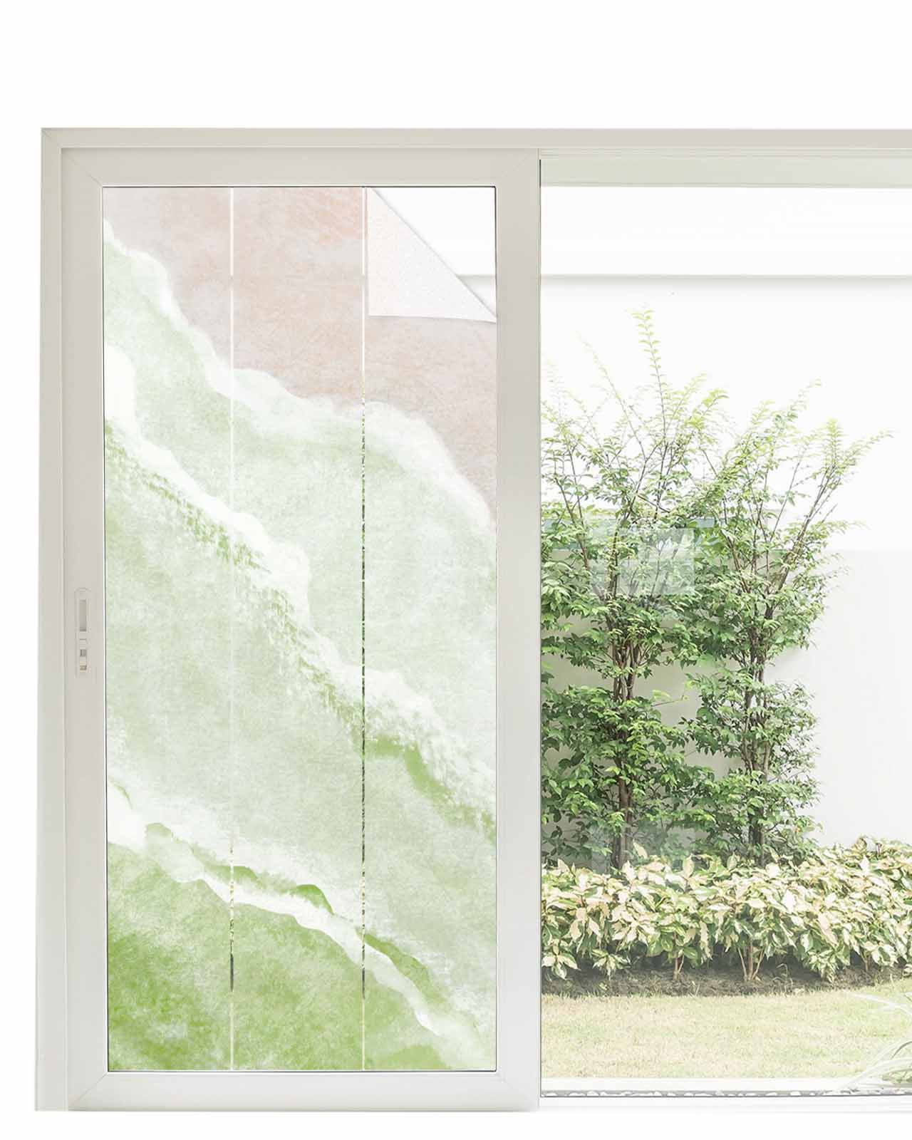 Window Privacy Film, Grass Green Coastal Ombre Sun Blocking Window Tint ...