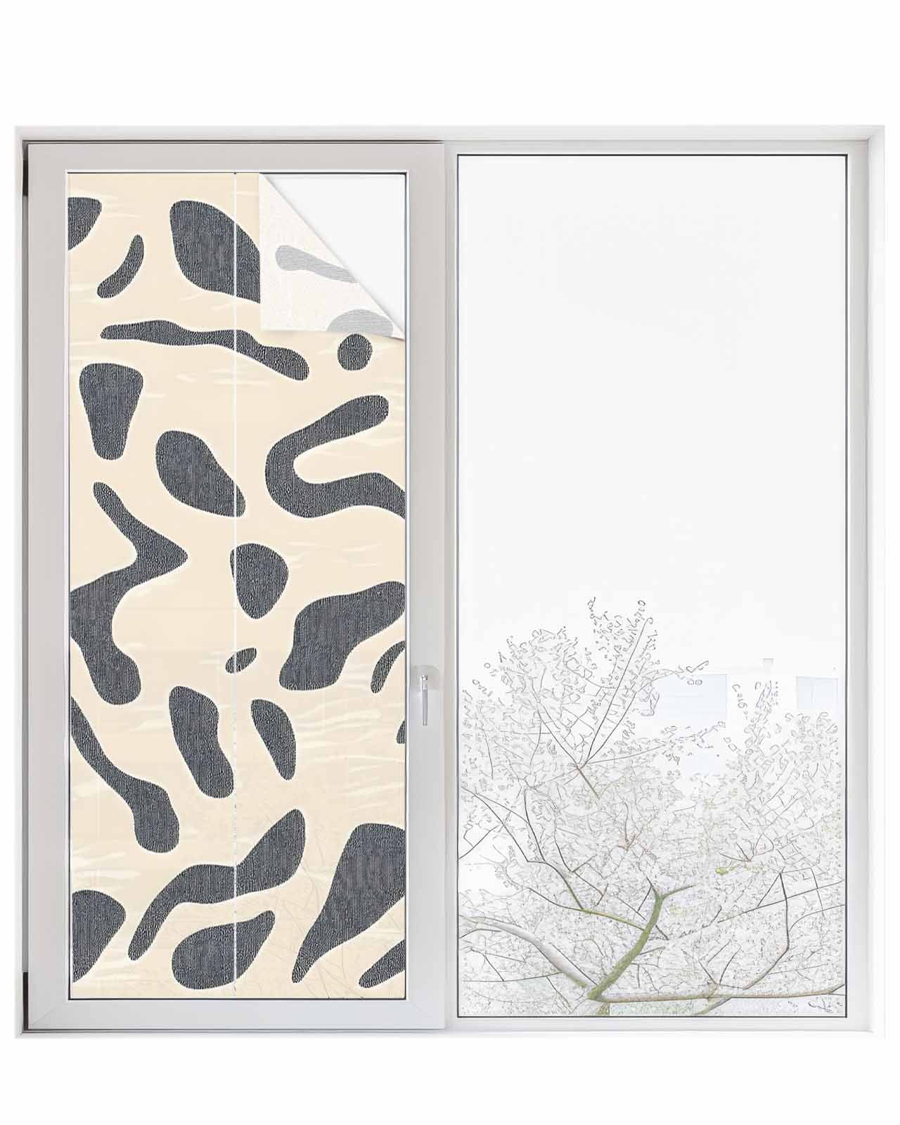 Window Privacy Film Gray Beige Stained Glass Window Film Decorative Sun ...