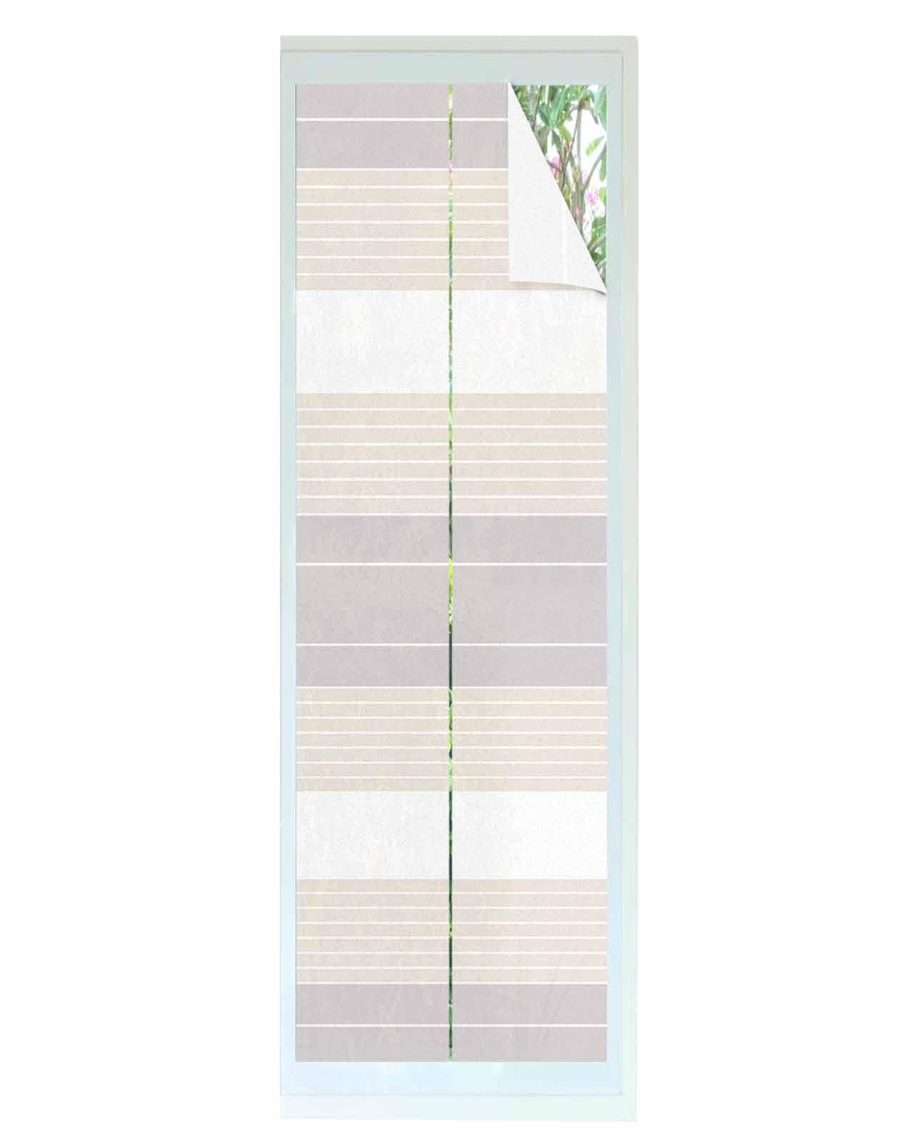 Window Privacy Film Gray Beige Stripe Stained Glass Window Film ...