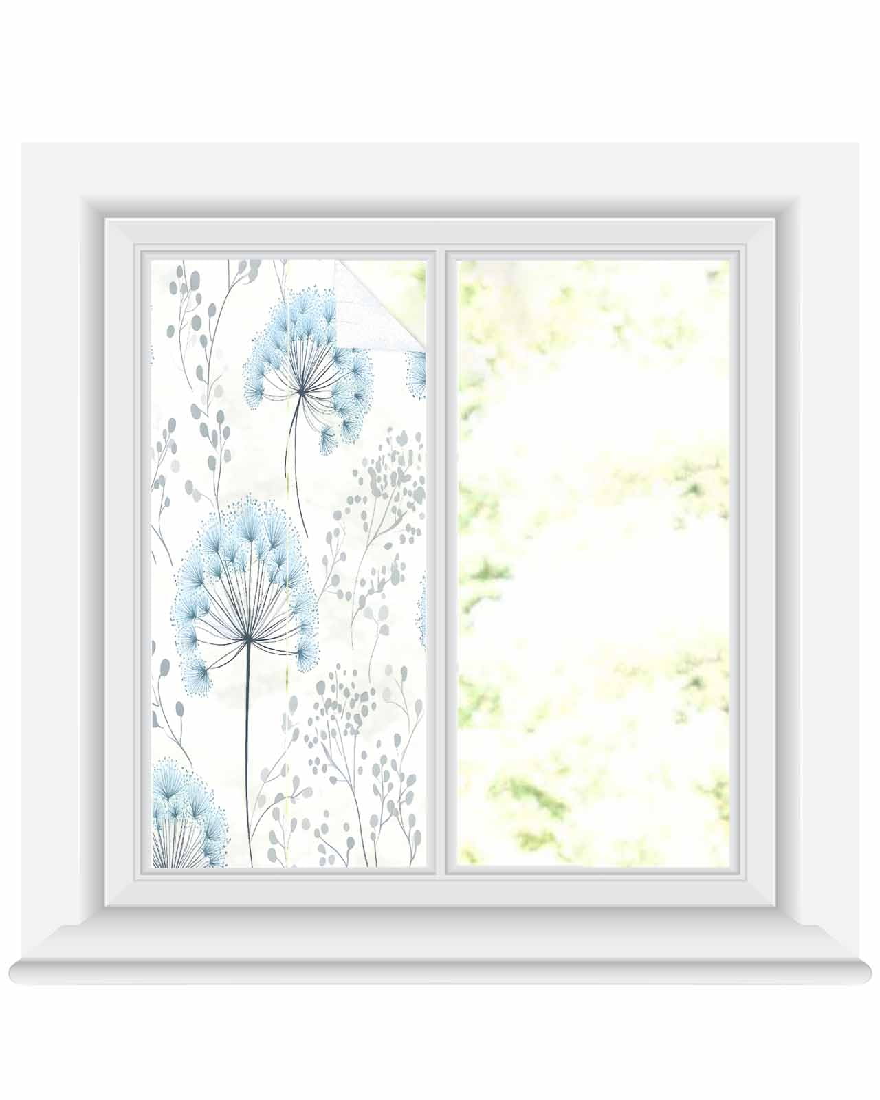 Window Privacy Film Gray Blue Floral Spring Stained Glass Window Film ...