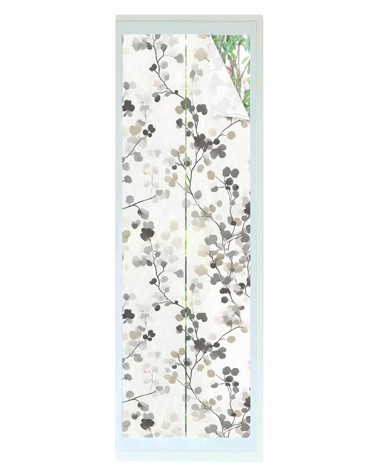 Window Privacy Film Gray Botanical Stained Glass Window Film Decorative ...