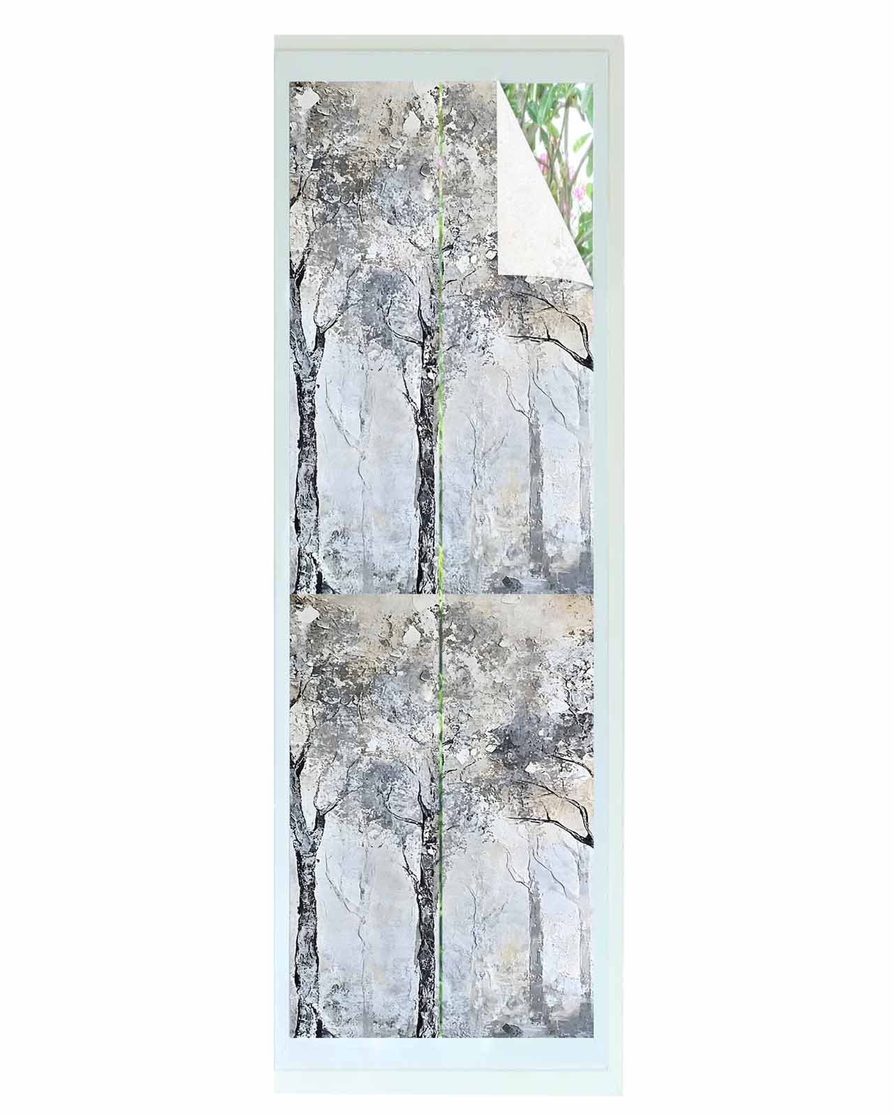Window Privacy Film Gray Forest Stained Glass Window Film Decorative ...