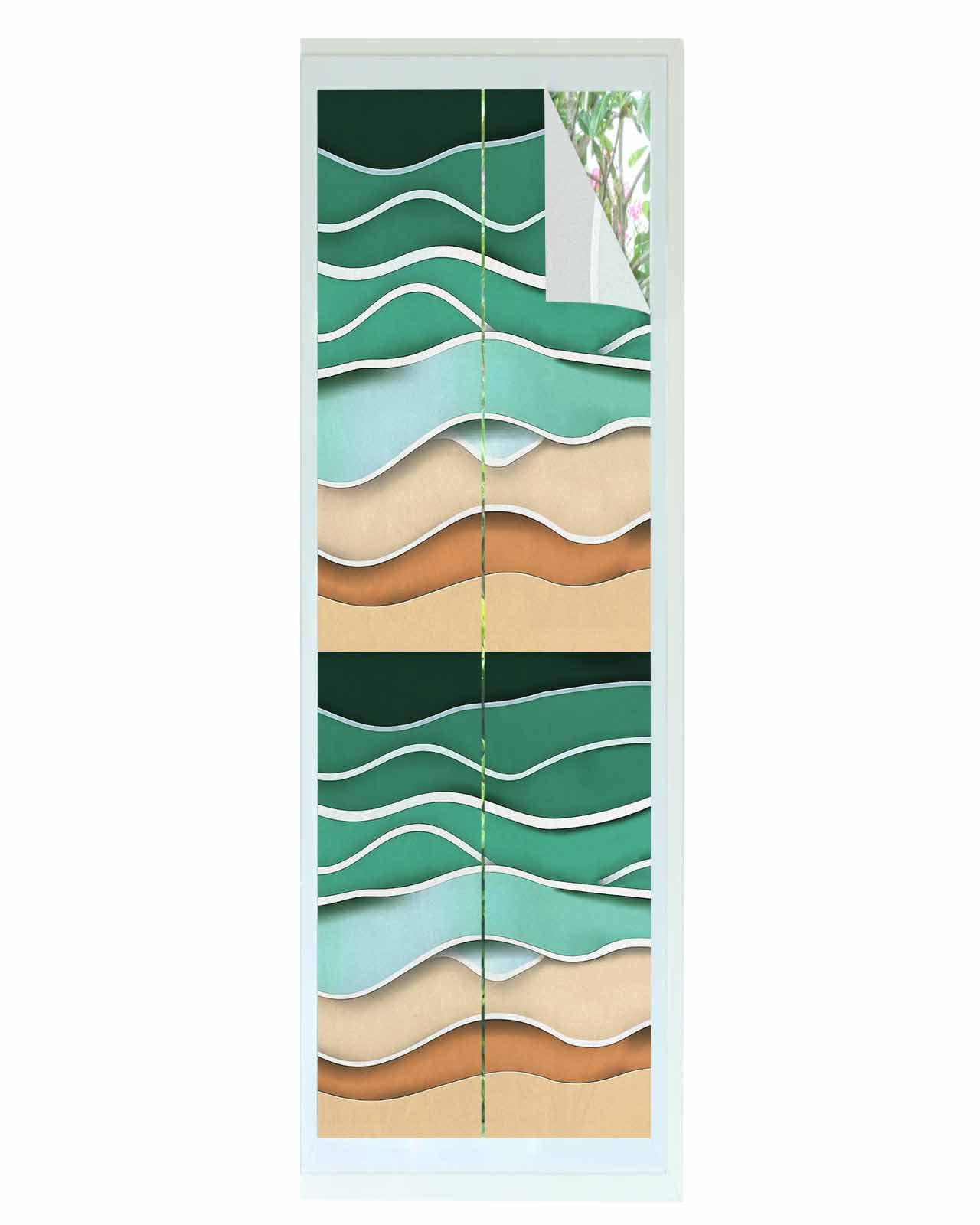 Window Privacy Film Green Beach Stained Glass Window Film Decorative ...