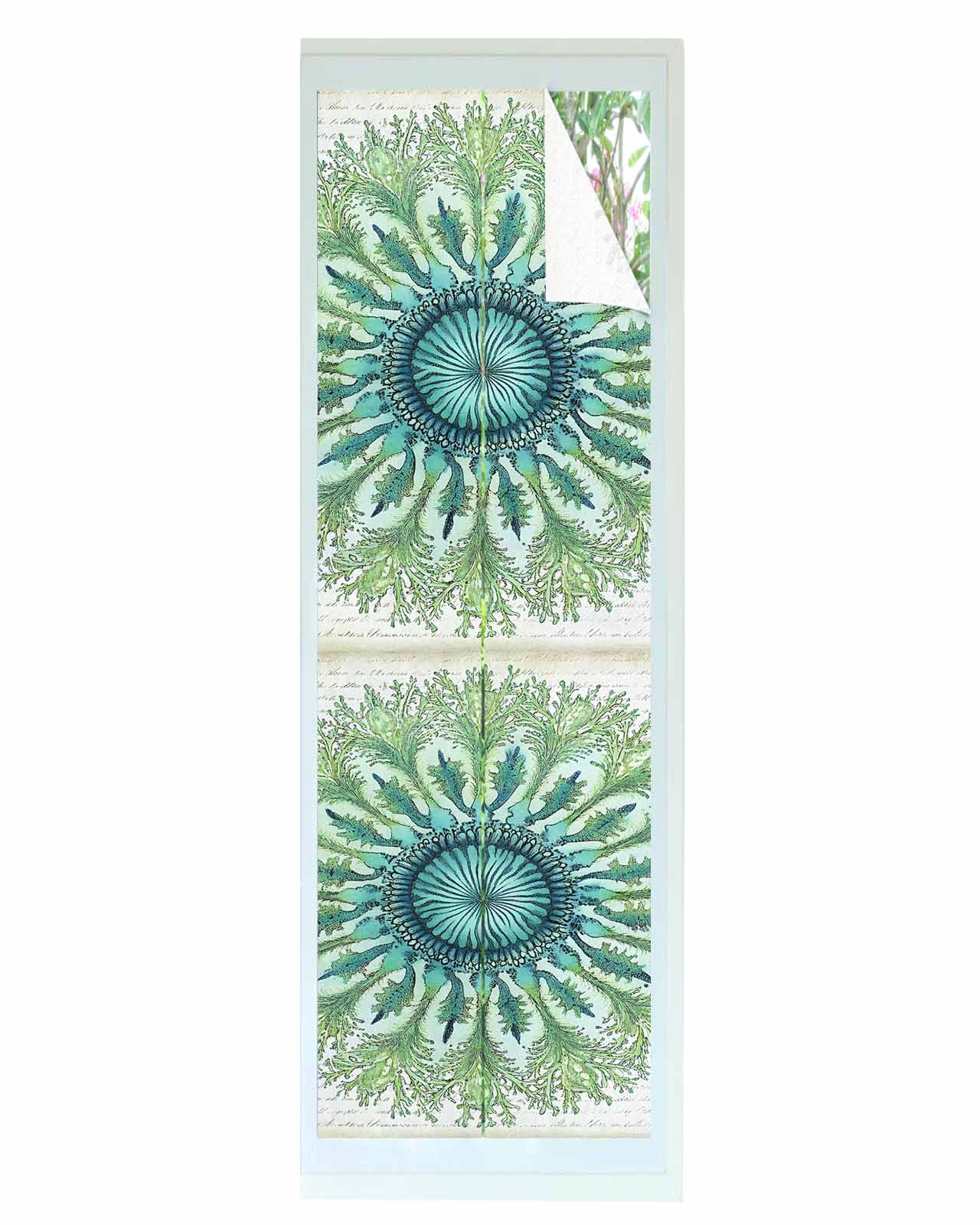 Window Privacy Film Green Botanical Circle Stained Glass Window Film ...