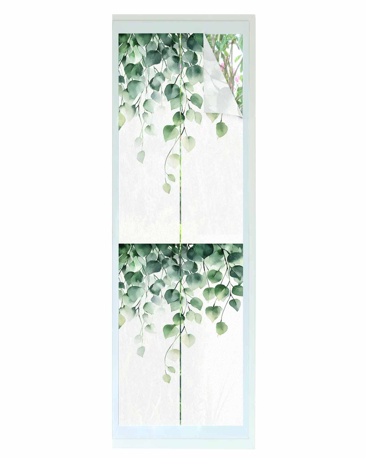 Window Privacy Film Green Eucalyptus Leaf Stained Glass Window Film ...