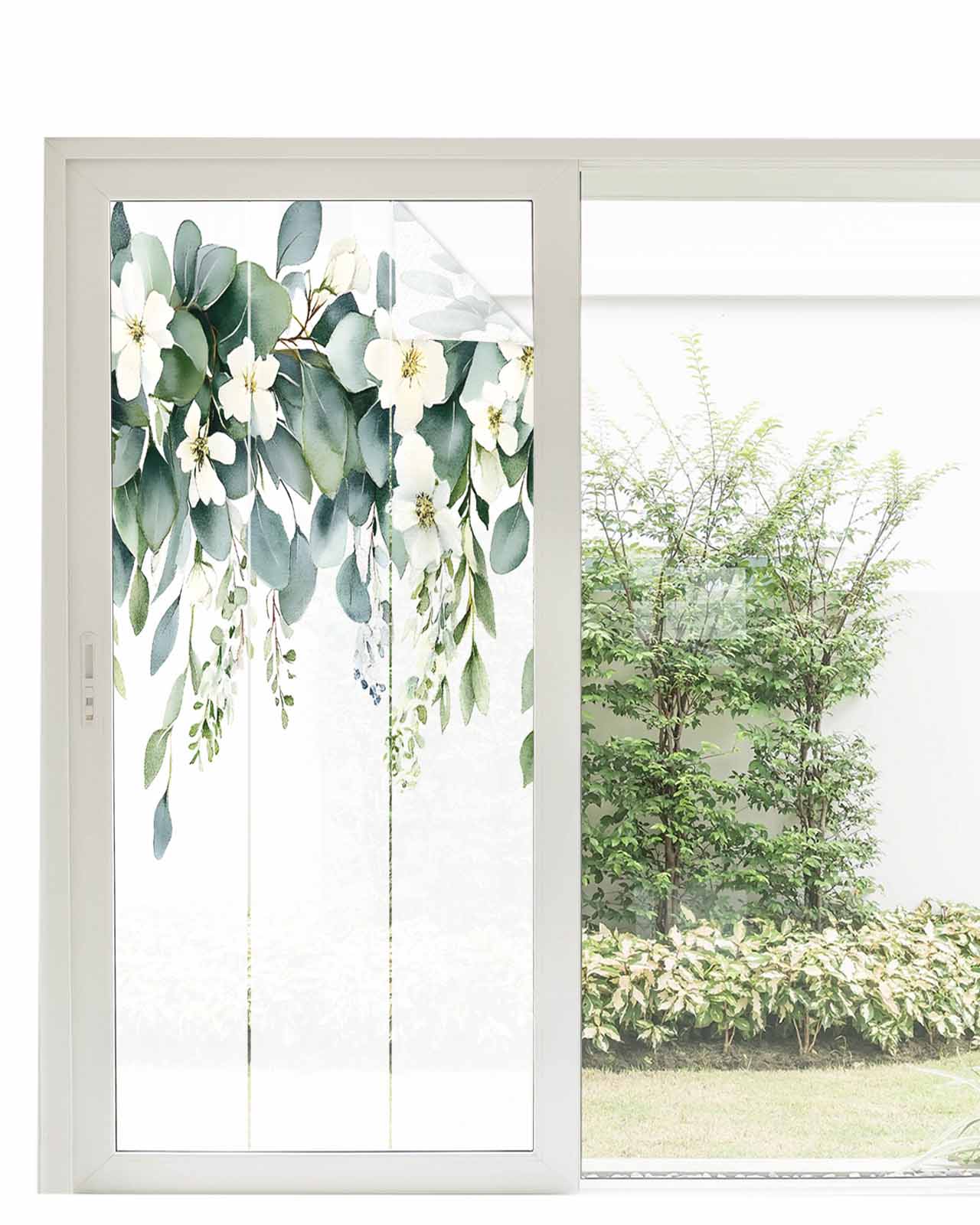 Window Privacy Film Green Eucalyptus Leaves Stained Glass Window Film ...
