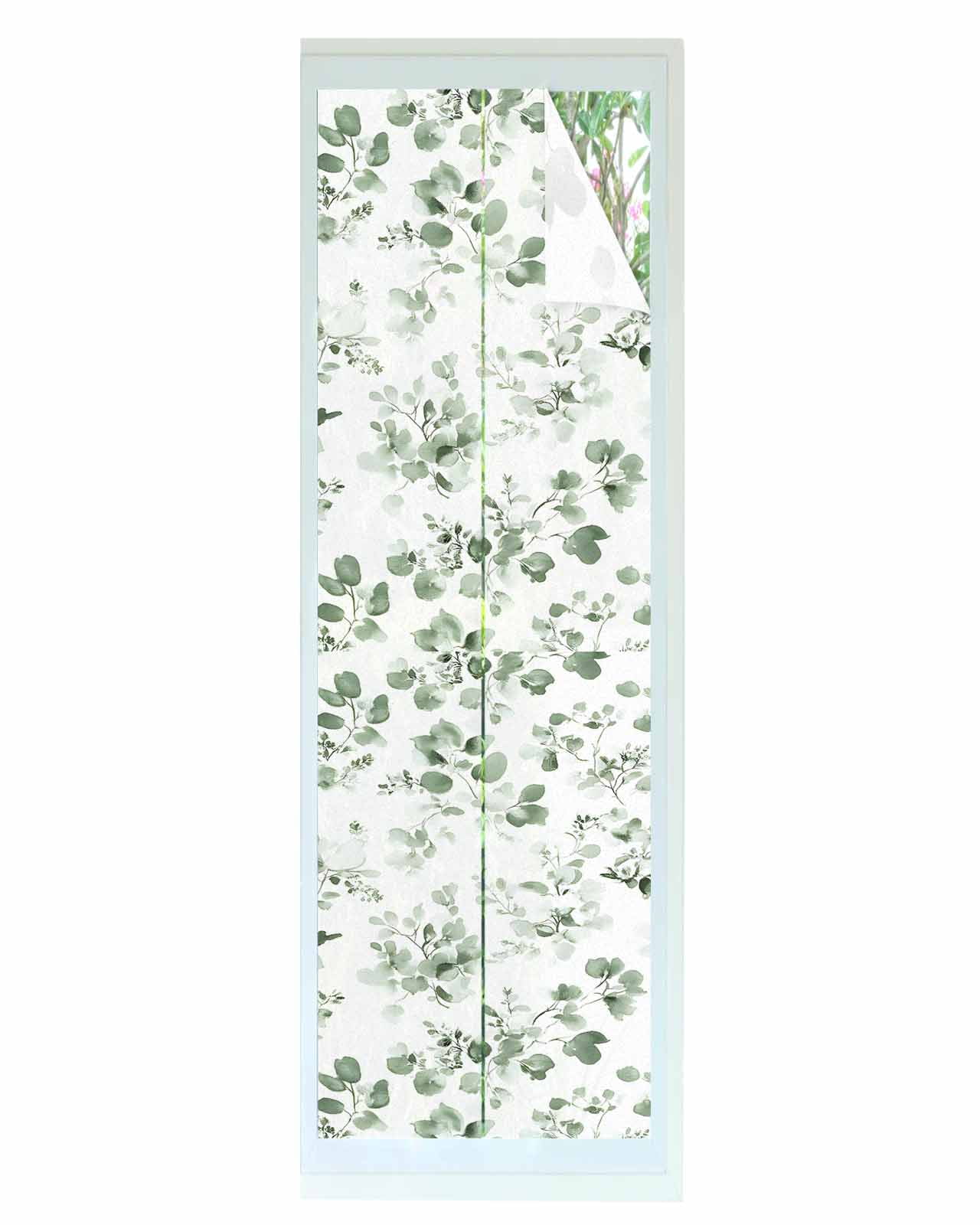 Window Privacy Film Green Eucalyptus Leaves Stained Glass Window Film ...