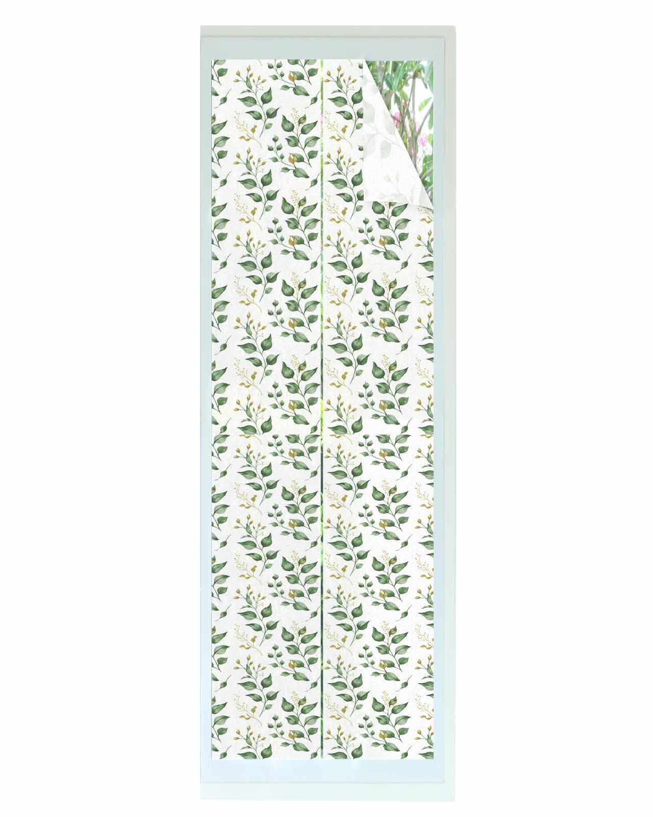 Window Privacy Film Green Fall Leaves Stained Glass Window Film ...