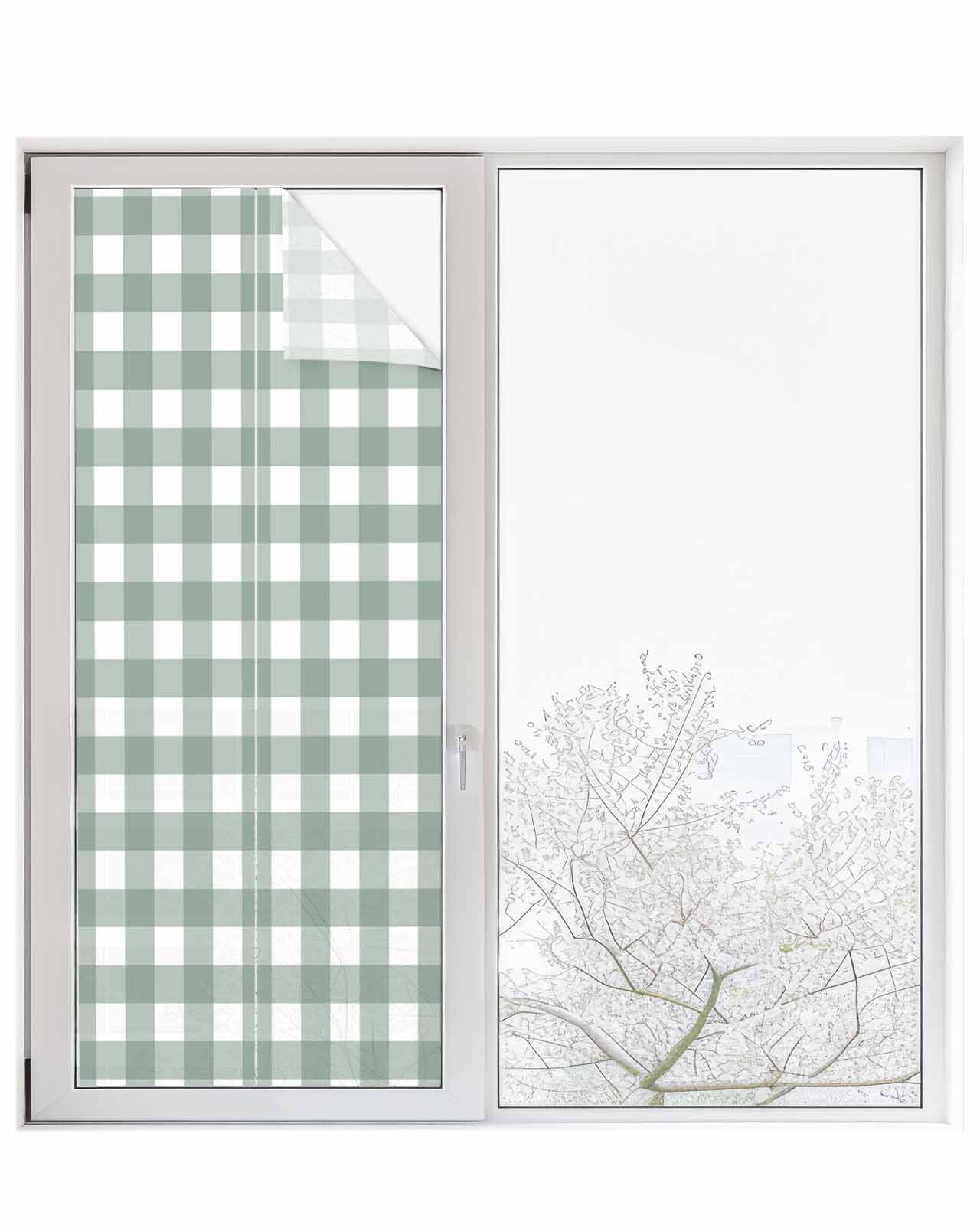 Window Privacy Film Green Farmhouse Stained Glass Window Film ...