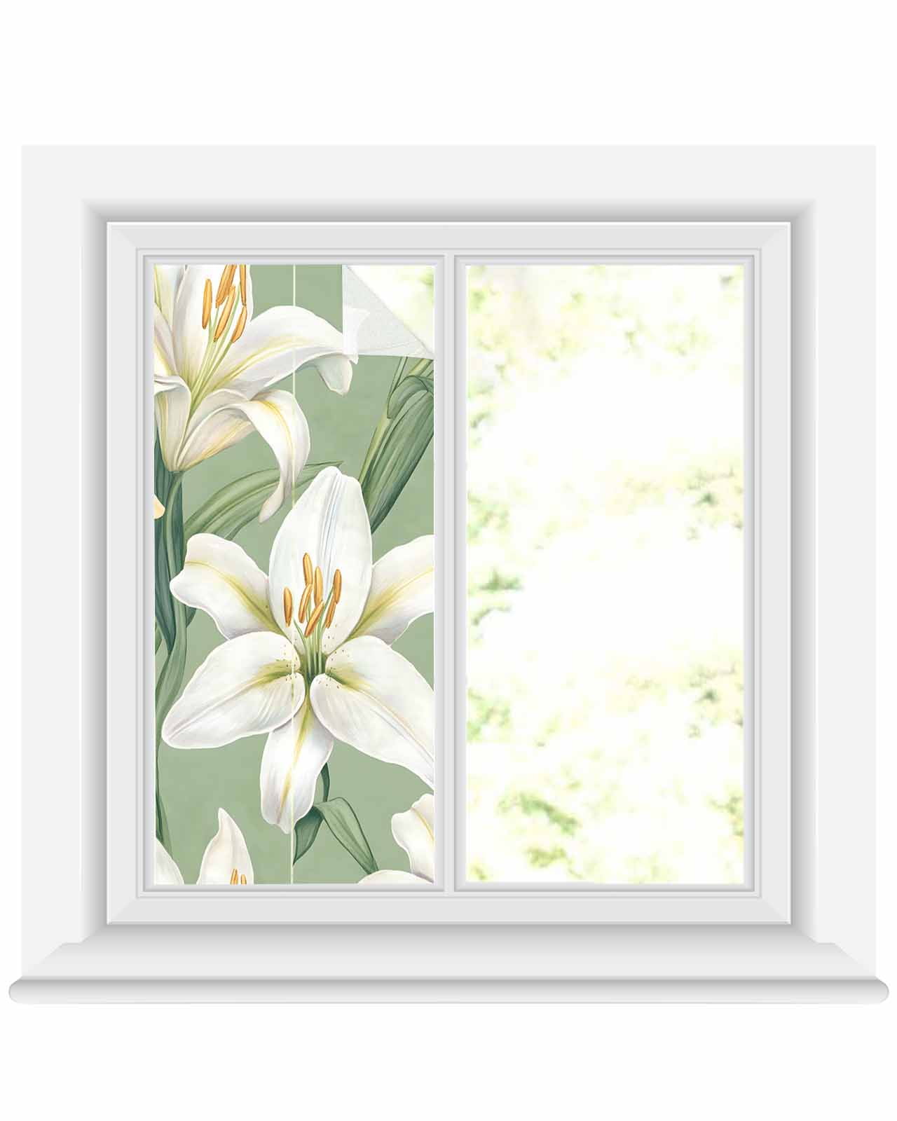 Window Privacy Film Green Floral Spring Stained Glass Window Film ...