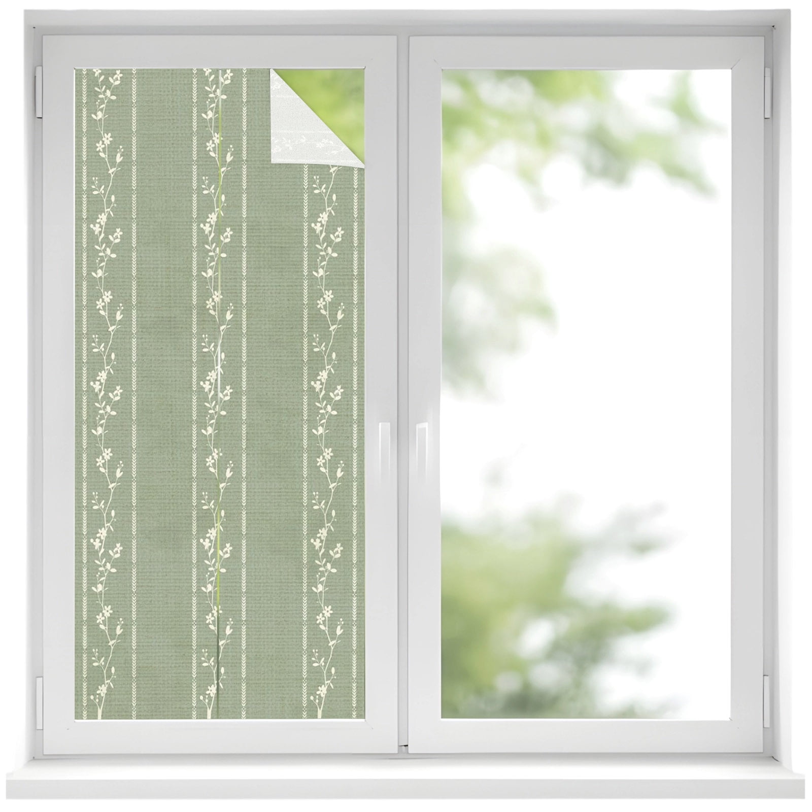 Window Privacy Film Green Flower Branch Stained Glass Window Film ...