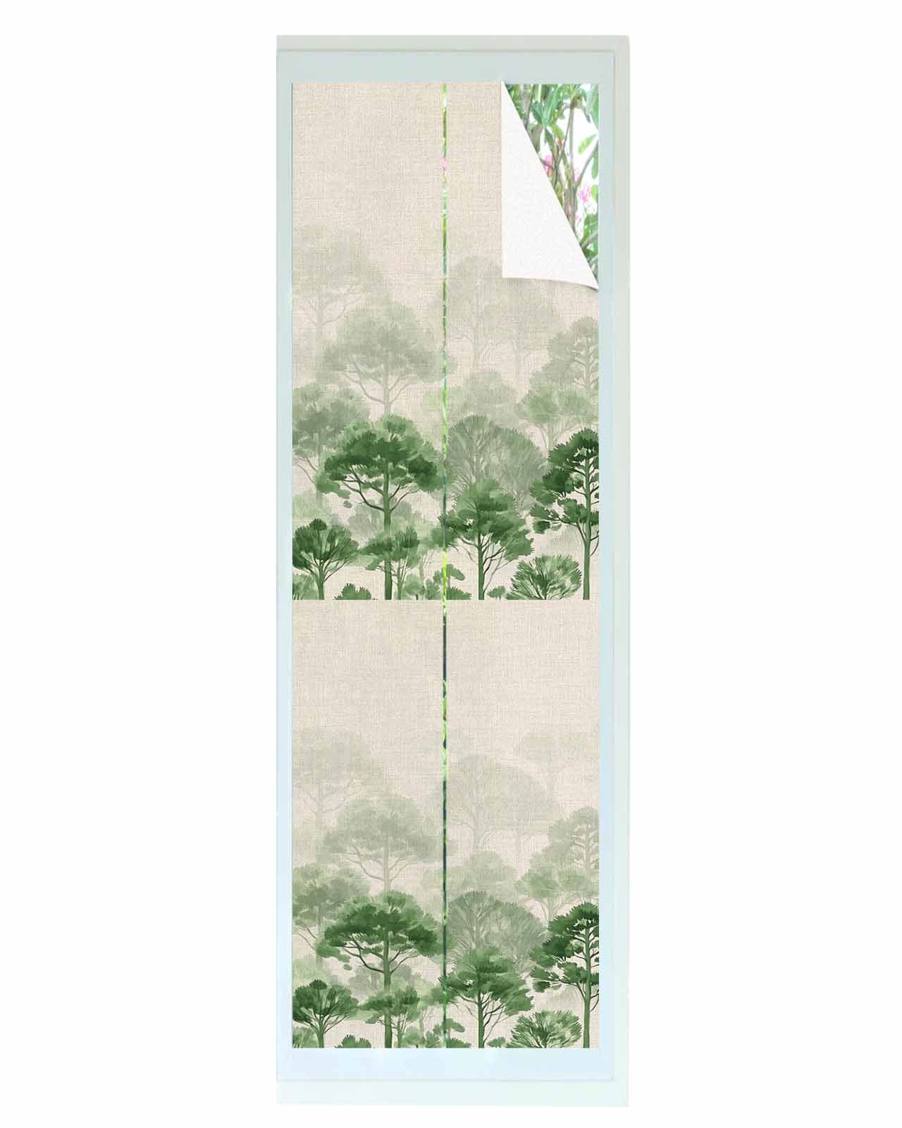 Window Privacy Film Green Forest Stained Glass Window Film Decorative ...