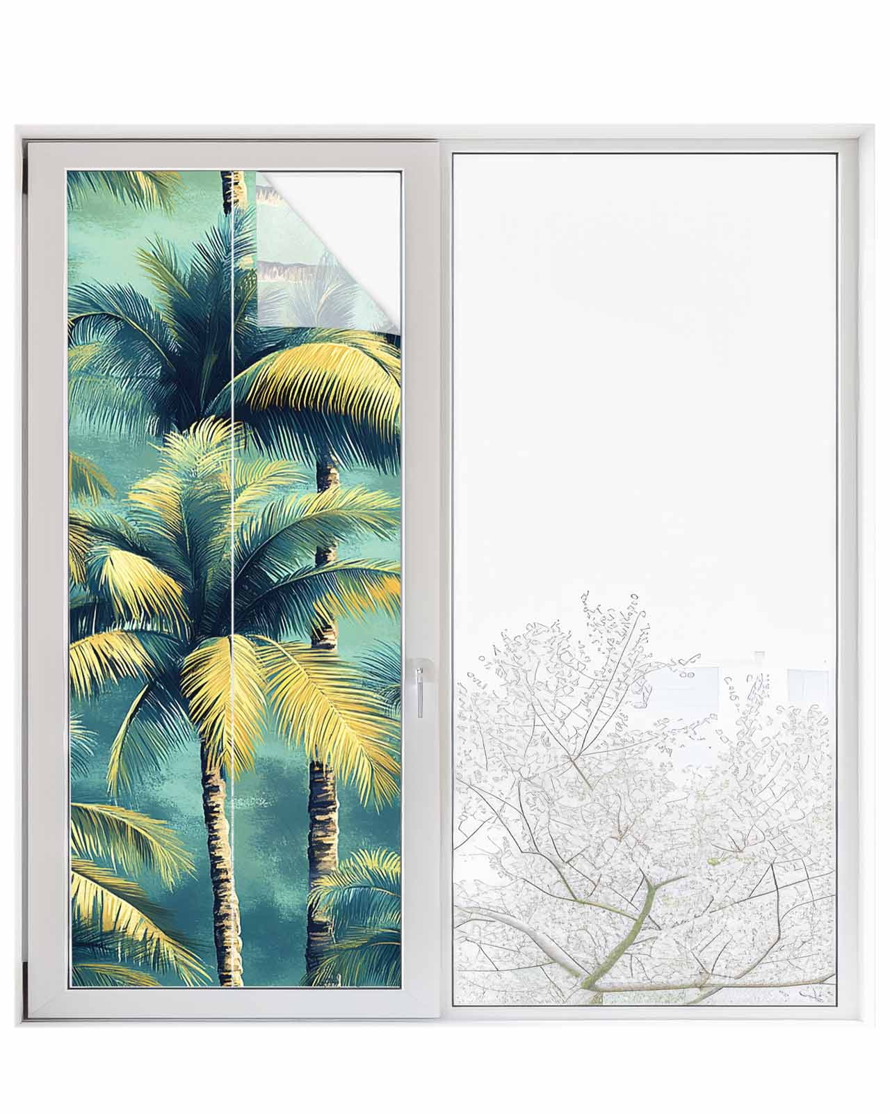 Window Privacy Film Green Forest Stained Glass Window Film Decorative ...