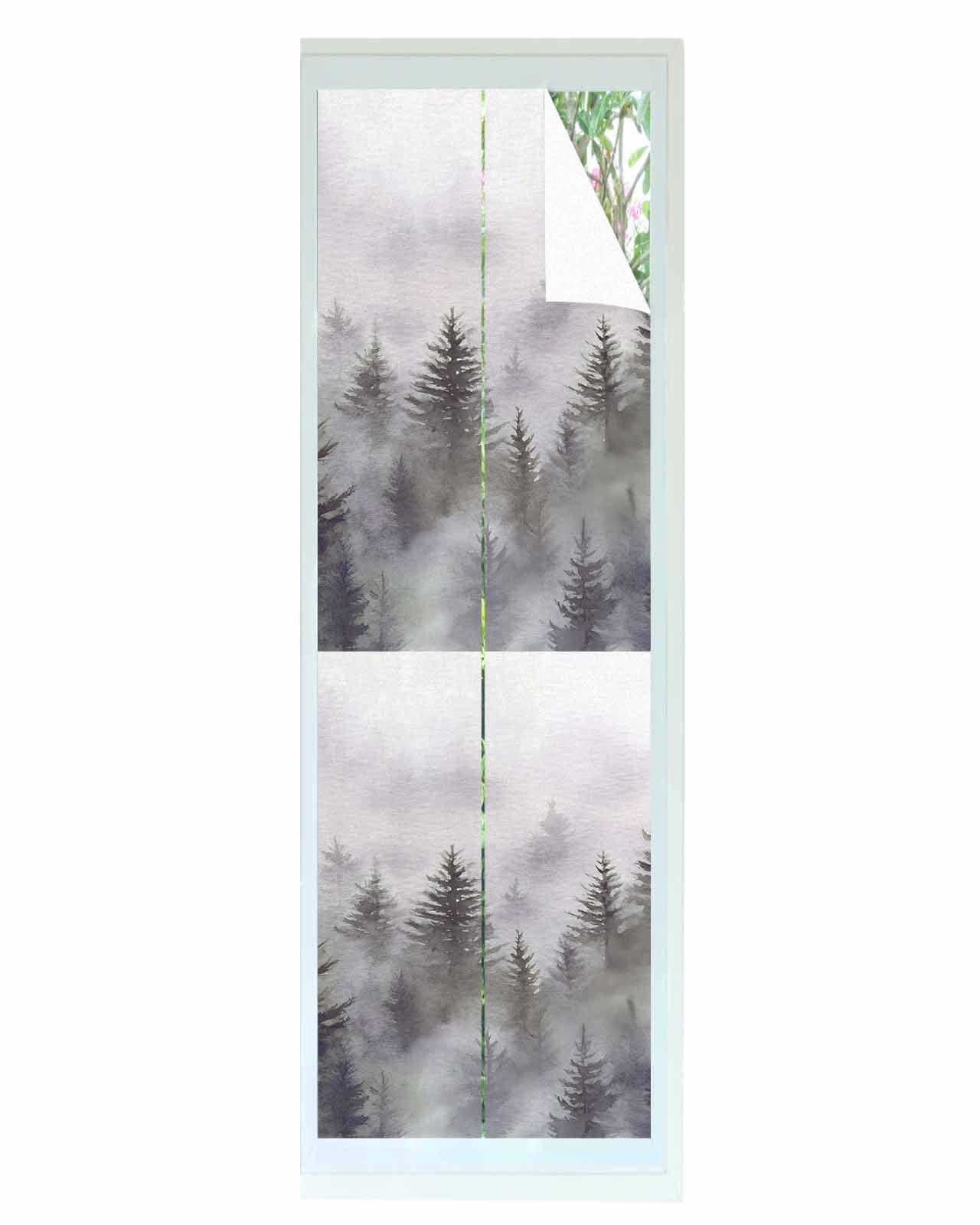 Window Privacy Film Green Forest Stained Glass Window Film Decorative ...