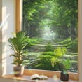 Window Privacy Film Green Forest Stained Glass Window Film Nature Tree ...