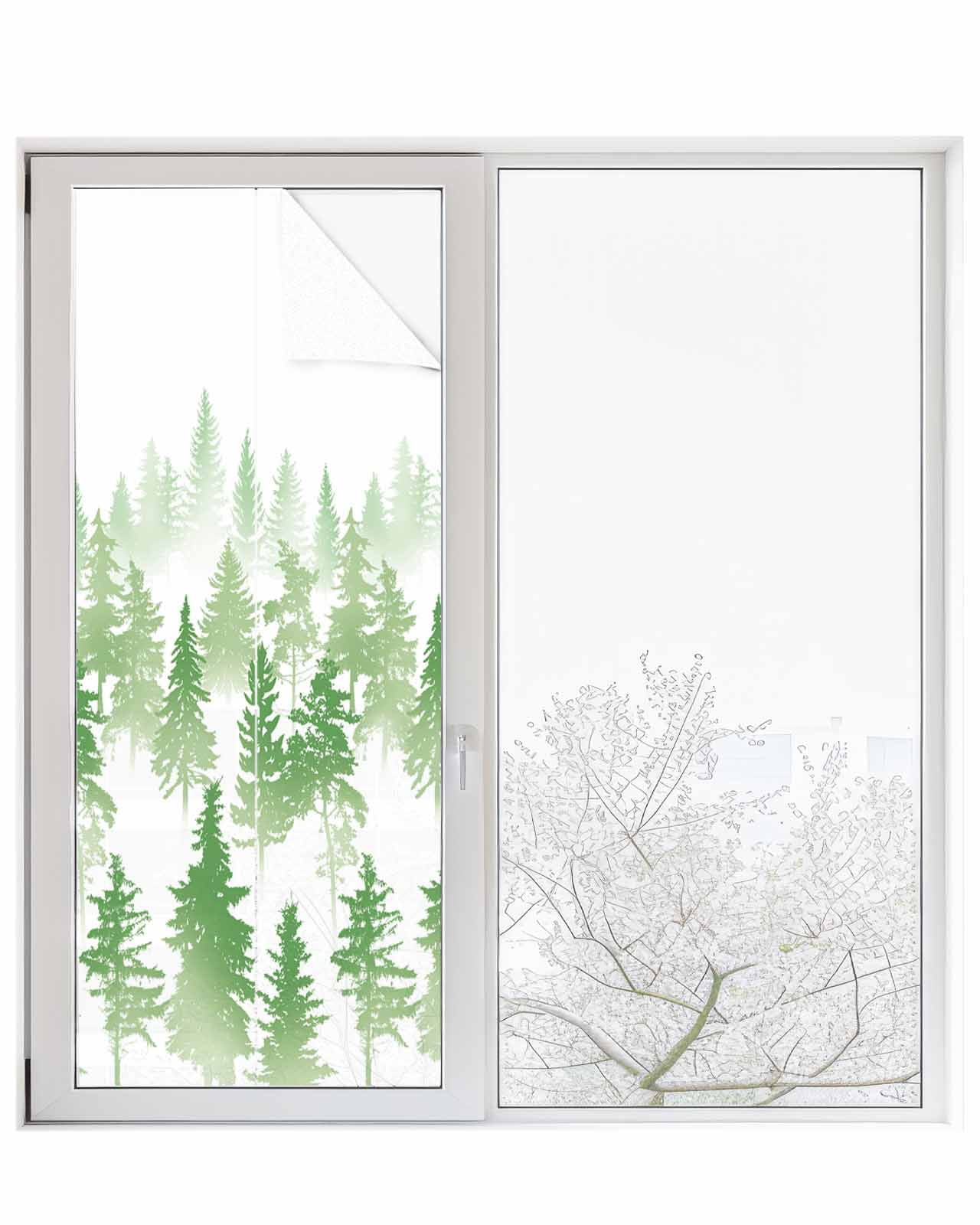 Window Privacy Film, Green Forest UV Sun Blocking Window Tint Film Heat ...