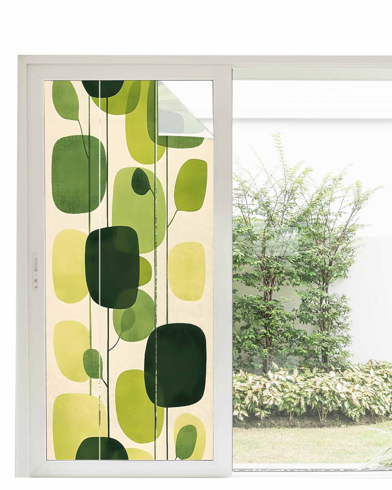 Window Privacy Film Green Geometric Stained Glass Window Film ...