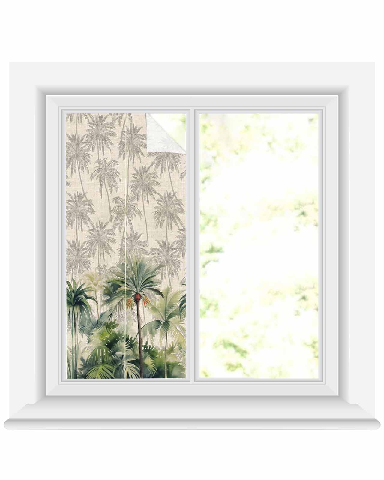 Window Privacy Film, Green Grey Palm Tree UV Sun Blocking Window Tint ...