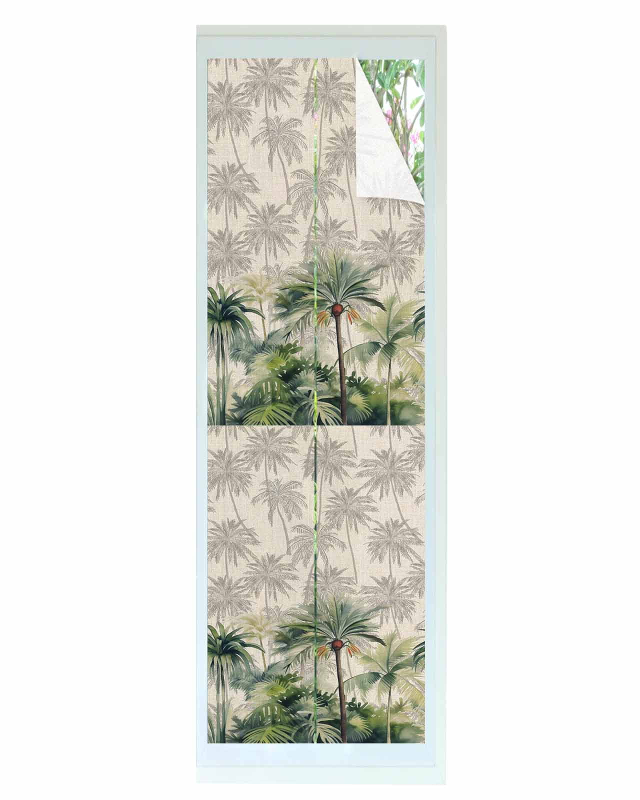 Window Privacy Film, Green Grey Palm Tree UV Sun Blocking Window Tint ...