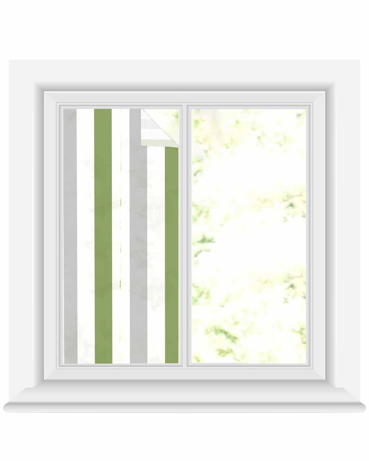 Window Privacy Film Green Grey Stripe Stained Glass Window Film ...