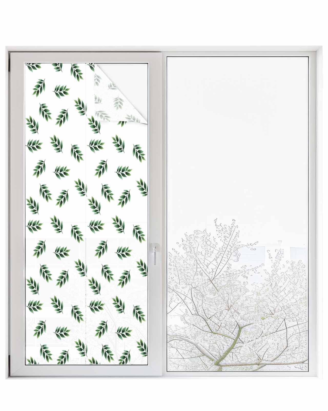 Window Privacy Film Green Leaf Stained Glass Window Film Decorative Sun ...