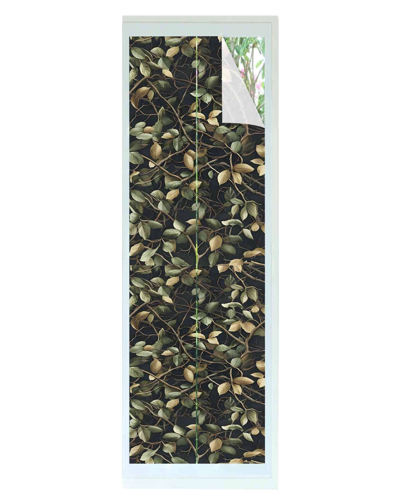 Window Privacy Film Green Leaves Branches Stained Glass Window Film ...
