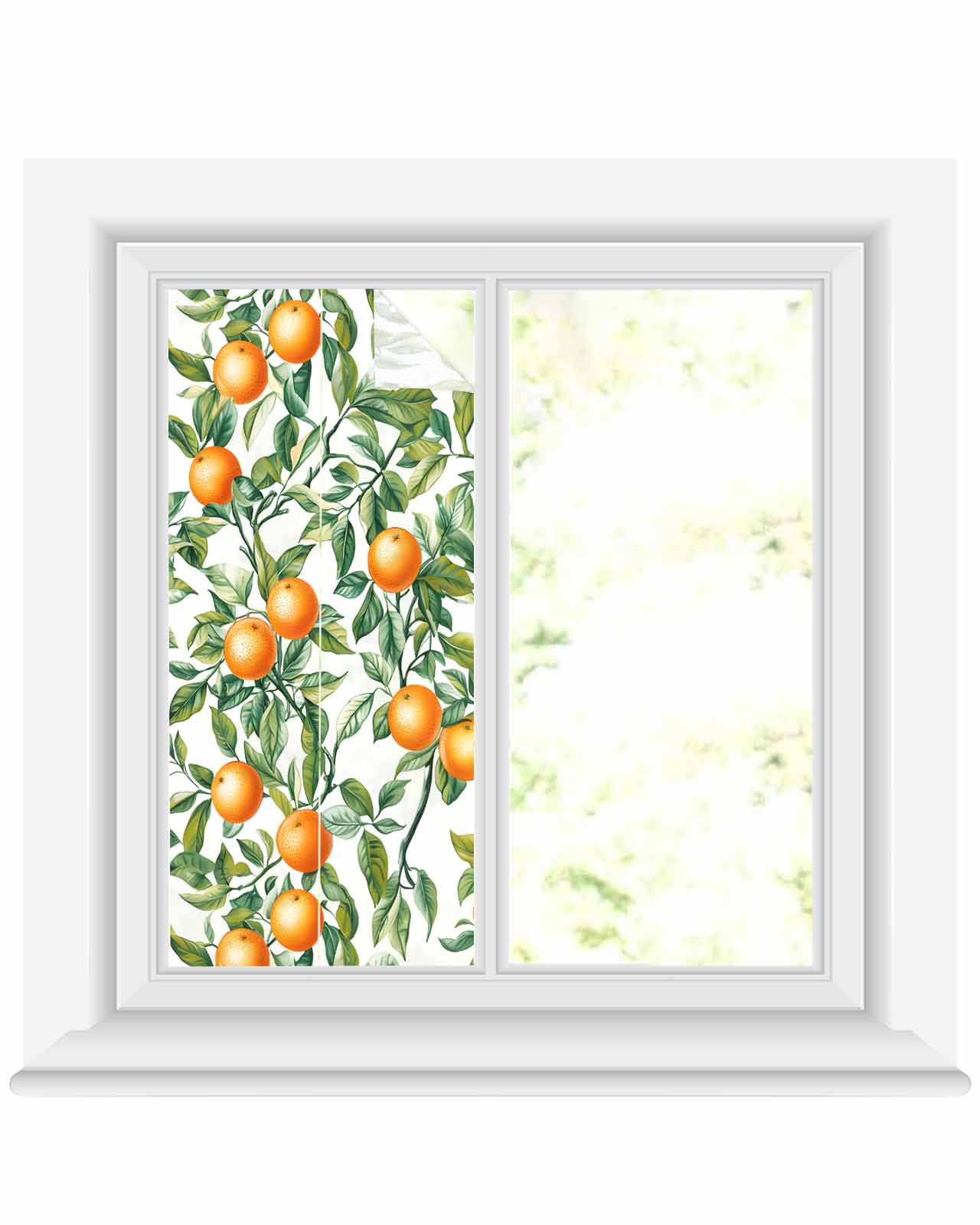 Window Privacy Film Green Leaves Orange Stained Glass Window Film ...