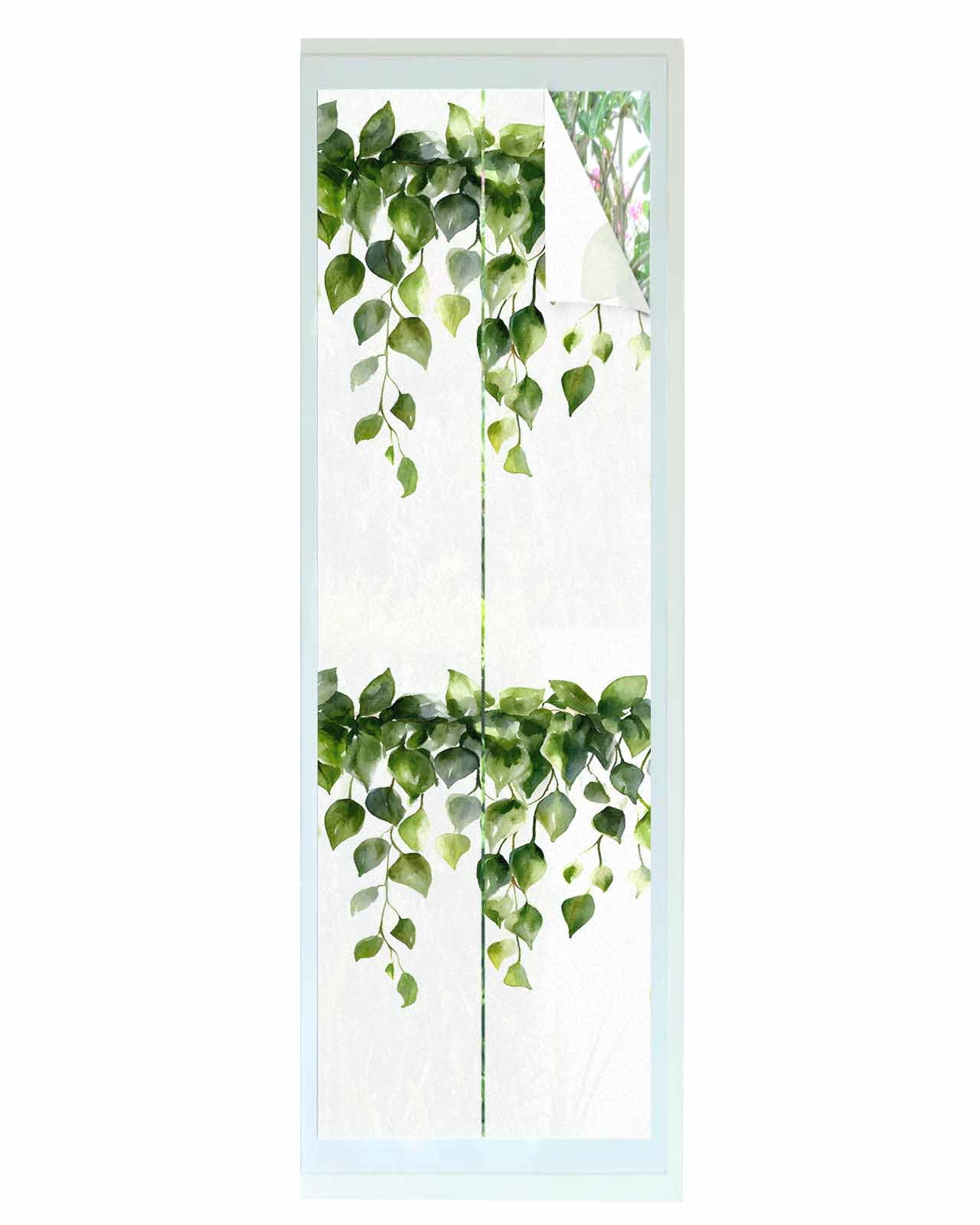 Window Privacy Film Green Leaves Stained Glass Window Film Decorative ...