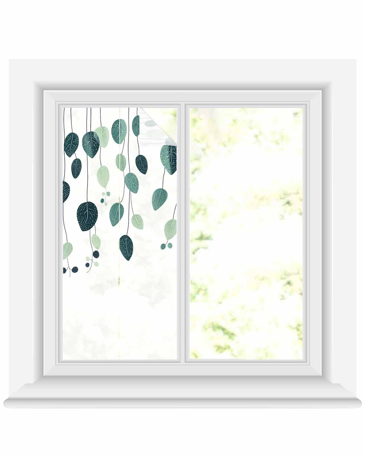 Window Privacy Film Green Leaves Stained Glass Window Film Decorative ...