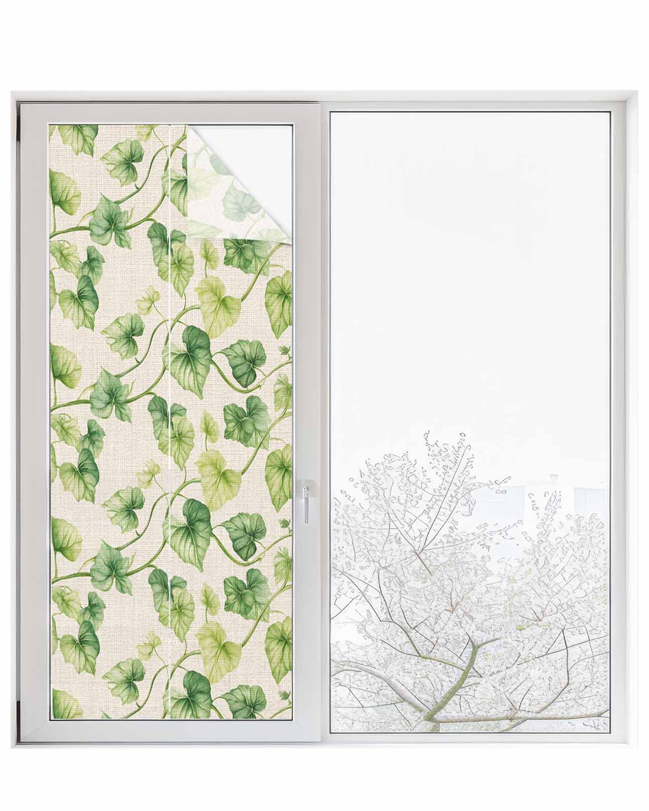 Window Privacy Film Green Leaves Stained Glass Window Film Decorative ...