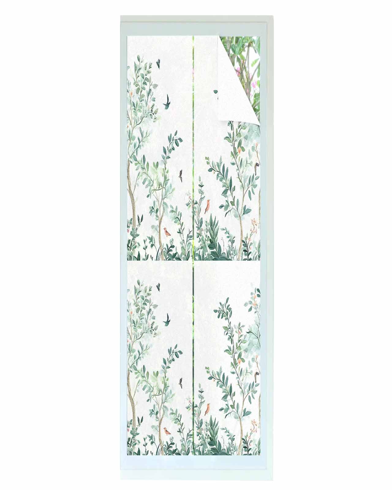 Window Privacy Film Green Leaves Trees Stained Glass Window Film ...