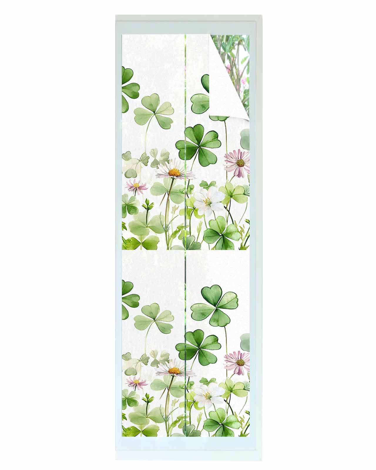 Window Privacy Film Green Lucky Clovers Stained Glass Window Film ...