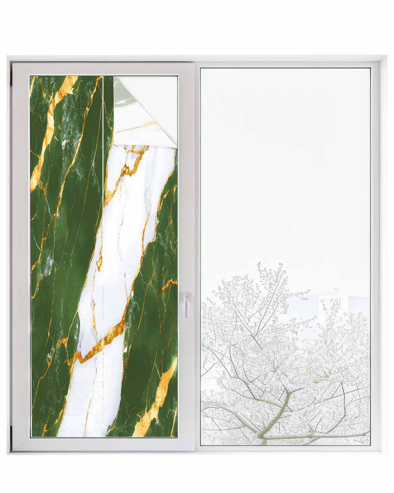 Window Privacy Film Green Marble Stained Glass Window Film Decorative ...